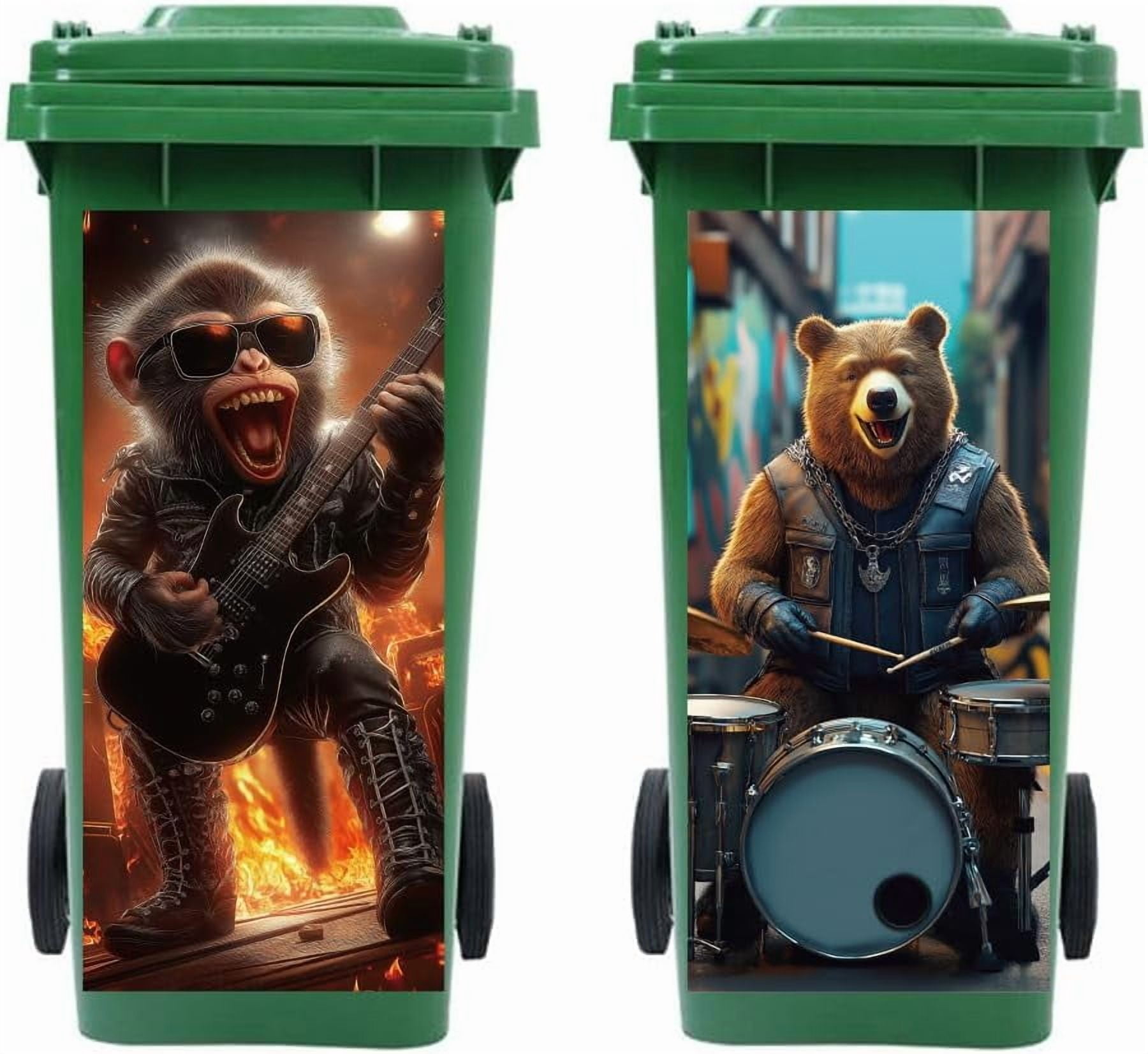 Wheelie Bin Stickers 2 Sheets Monkey and Brown Bear Sticky Dustbin ...