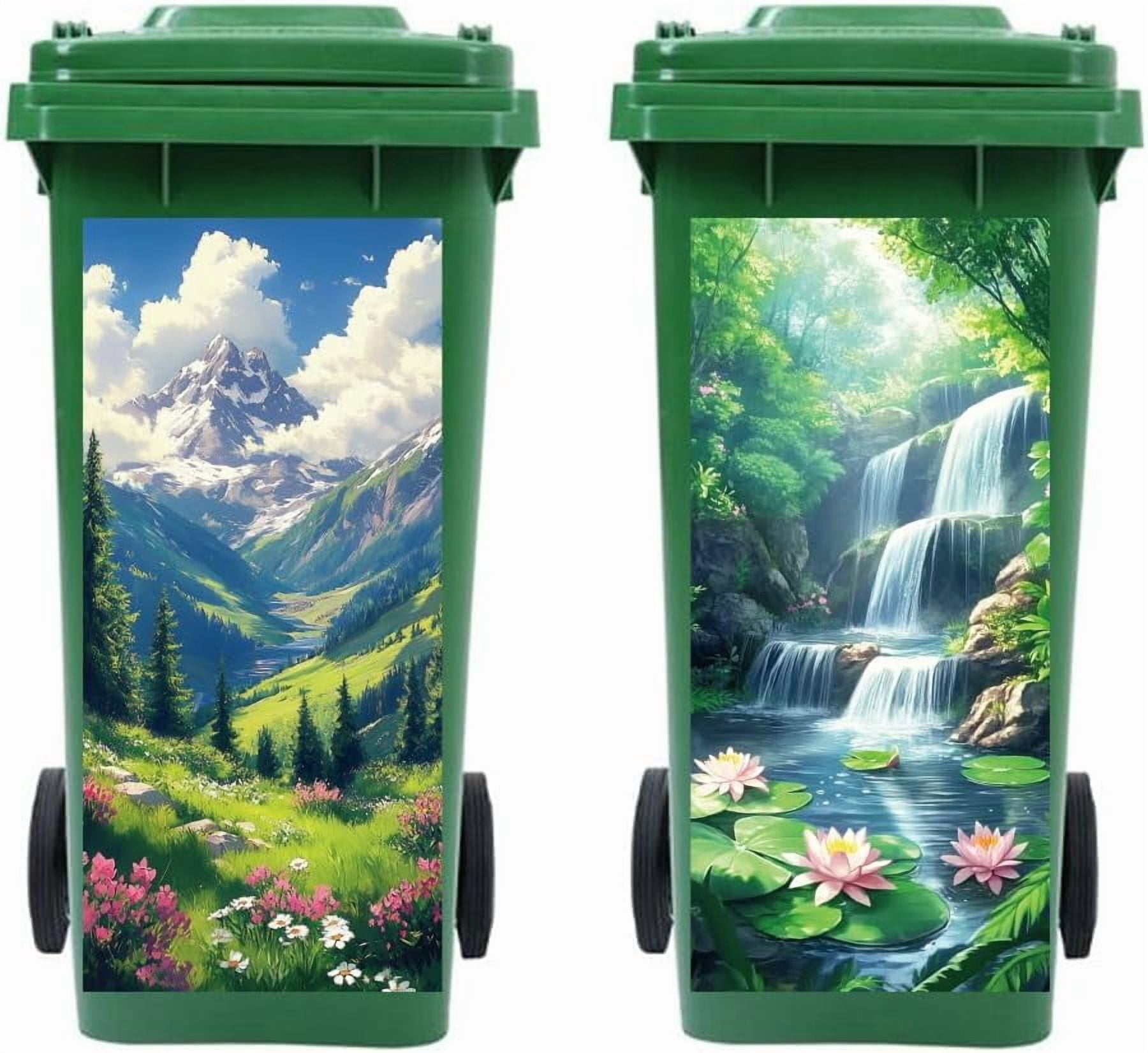 Wheelie Bin Stickers 2 Sheets Natural Scenery Sticky Dustbin Stickers ...