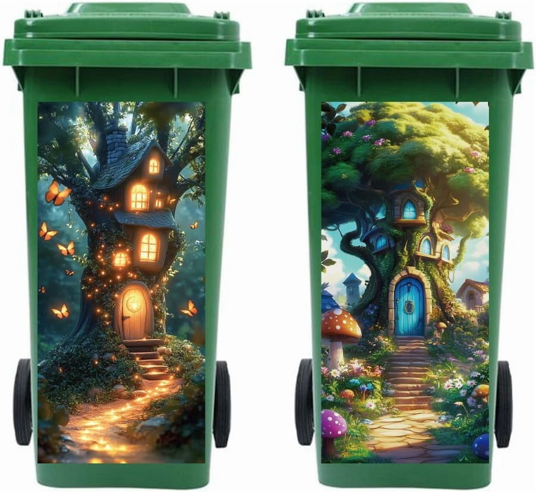 Wheelie Bin Stickers 2 Sheets Tree House Sticky Dustbin Stickers Decals ...