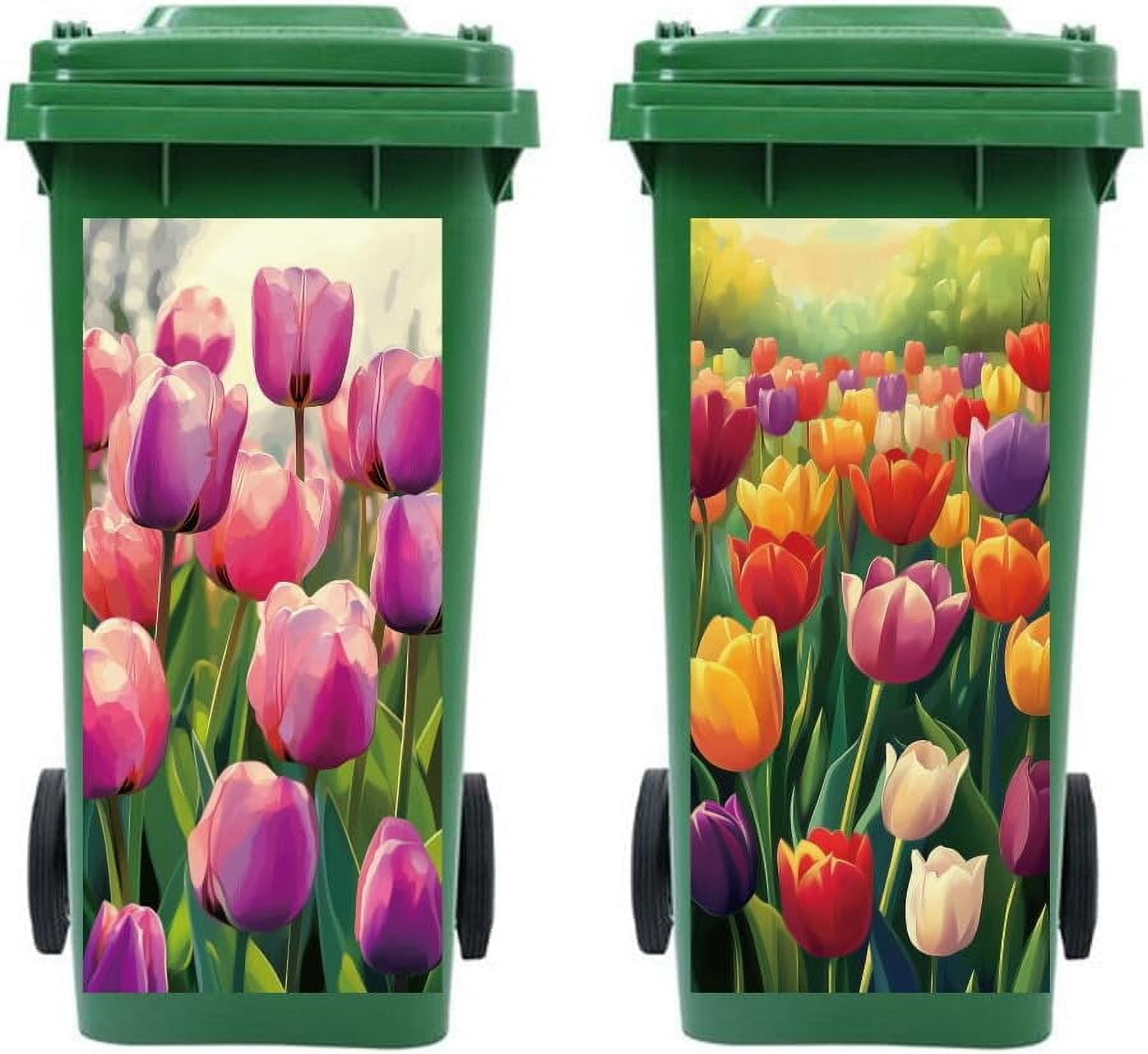 Wheelie Bin Stickers 2 Sheets Tulips Sticky Dustbin Stickers Decals ...