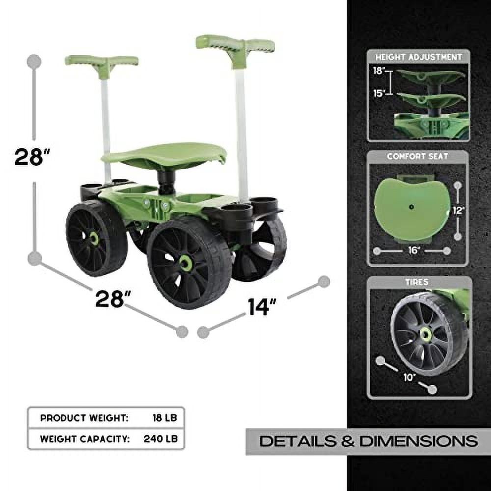 Wheelie Easy-Up | Wheeled Garden Stool with Handles Relieve Pain ...