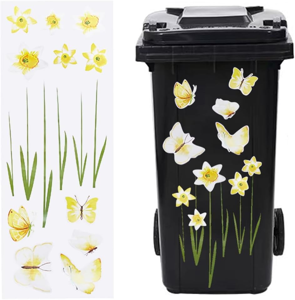 Wheelie Flower Stickers Waterproof Trash Stickers for Trash Cans ...