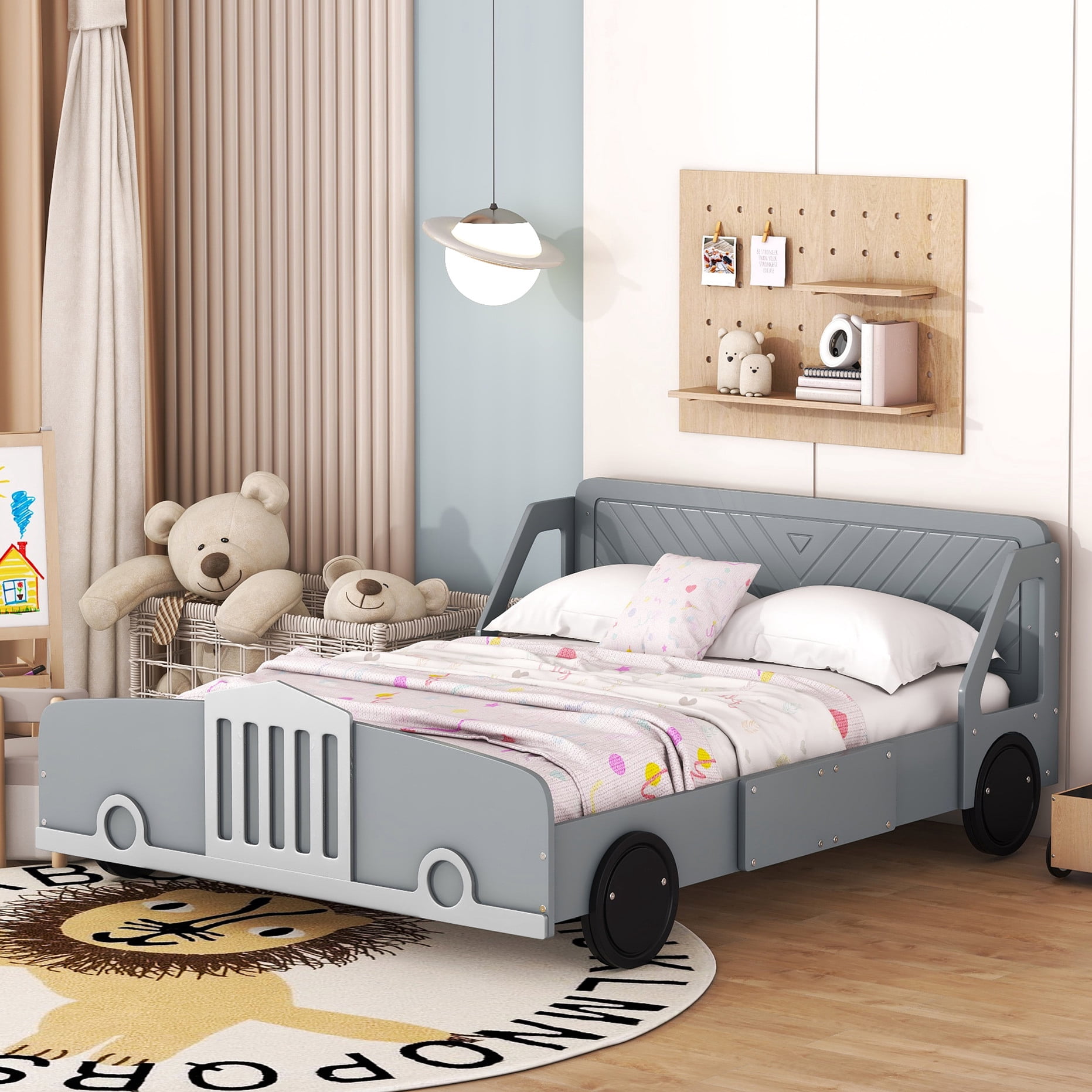 Wheels Bed With Car In Gray - And Comfortable Bedroom Piece Full Size ...