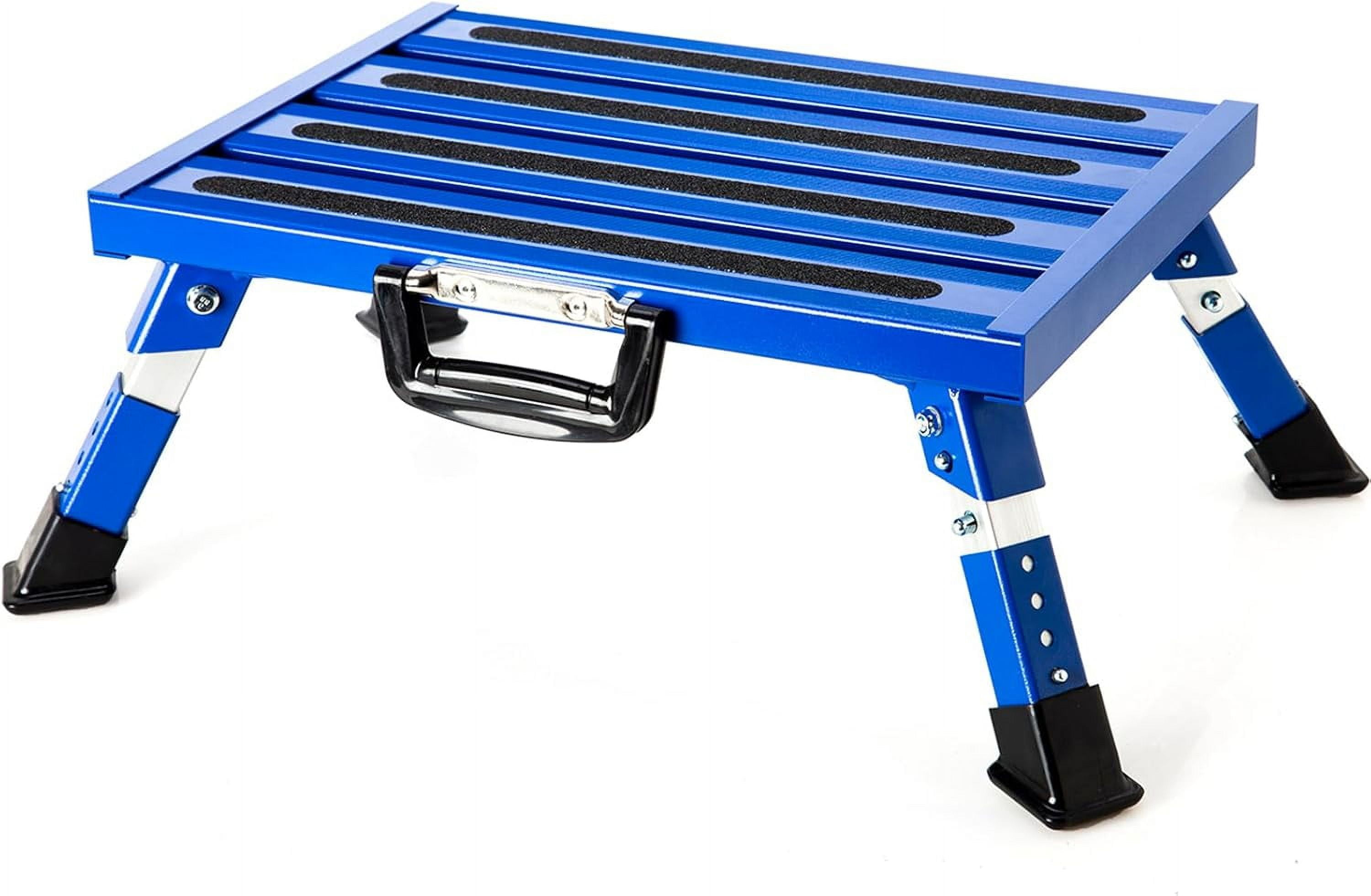 Wheels RV Step Stool, Aluminum Folding Platform Step with Non-Slip ...