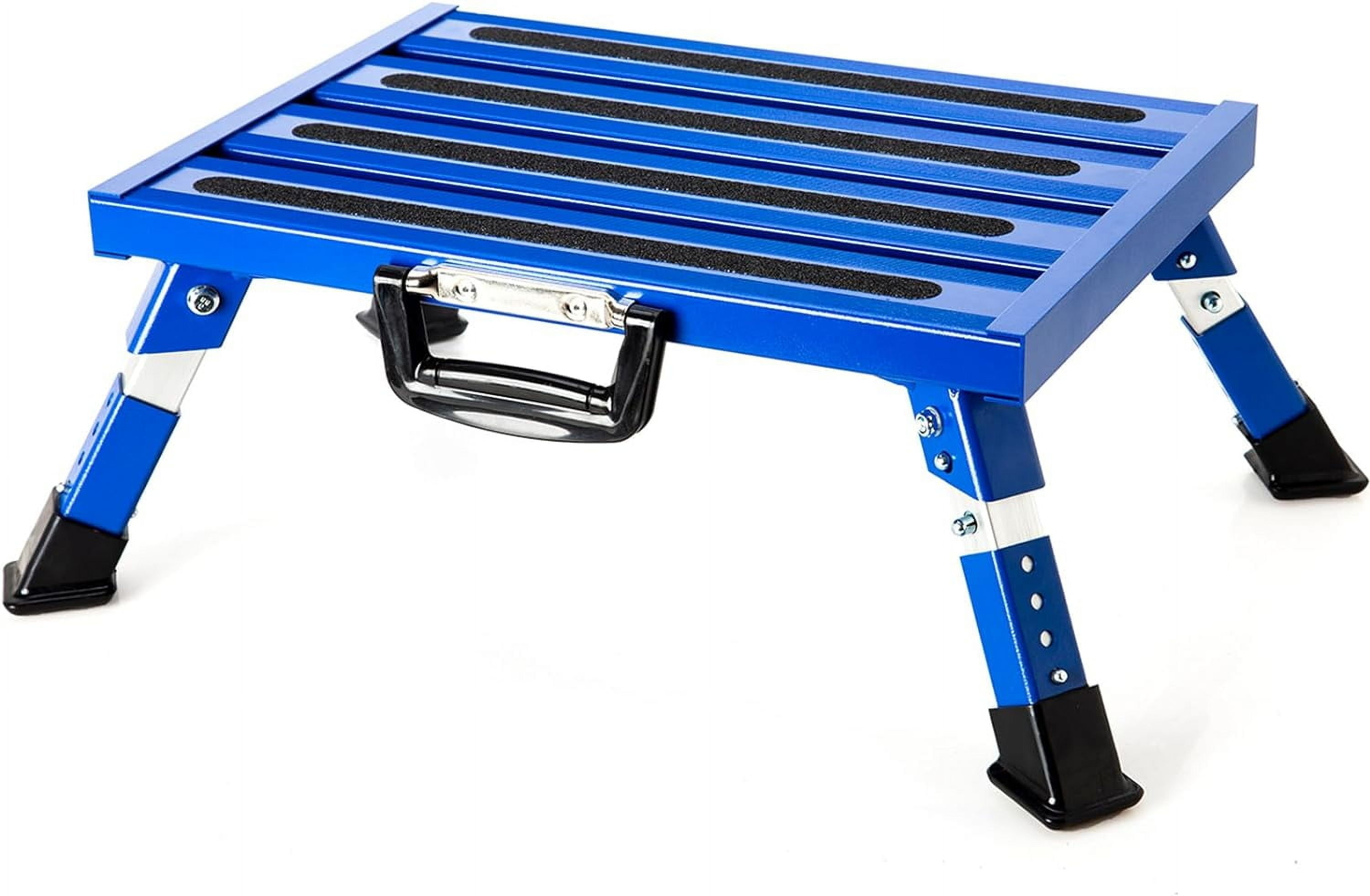 Wheels RV Step Stool, Aluminum Folding Platform Step with Non-Slip ...