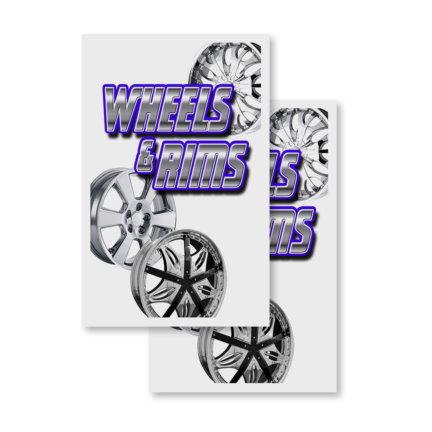 Wheels & Rims (2-PACK) 24" x 36" Vinyl Decals | Sign Insert Peel ...
