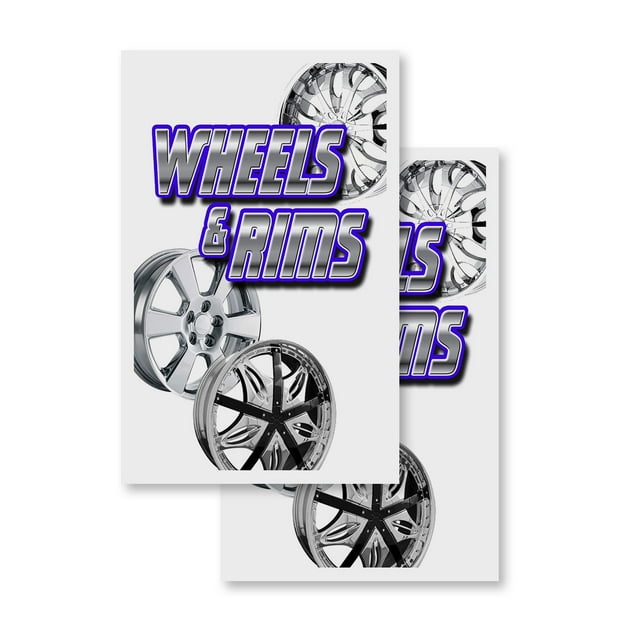 Wheels & Rims (2-PACK) 24" x 36" Vinyl Decals | Sign Insert Peel ...