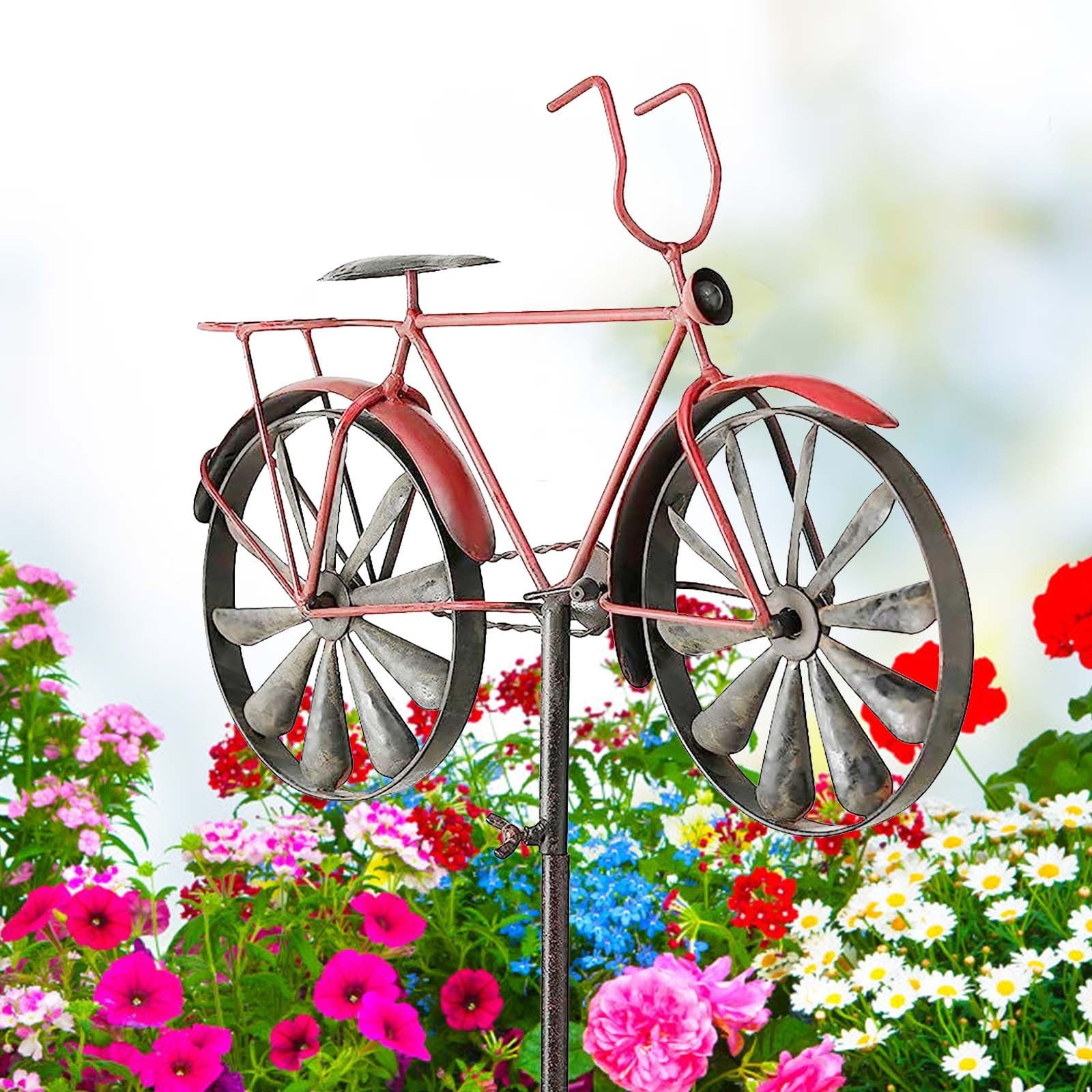 Wheels Wind Spinner Vintage Bicycle Decorative Metal Garden Stake ...