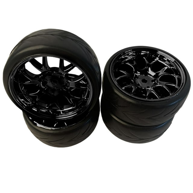 Wheels and Tires Set for TT02 HSP Crawler Vehicles Trucks Black ...