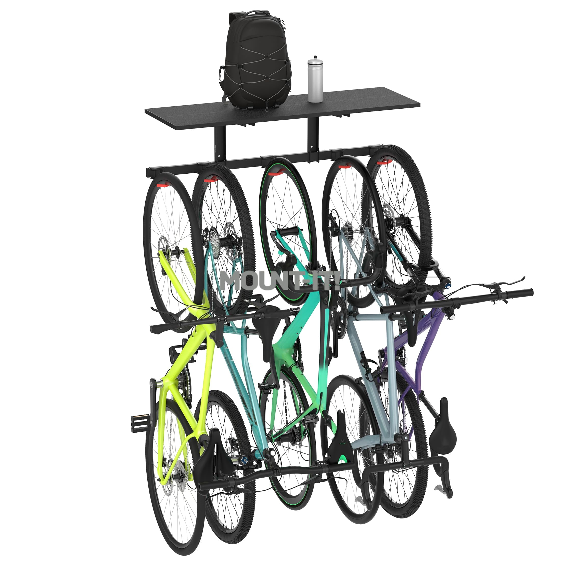 WheelsUp Bike Storage Rack Wall Mount with Shelf, Garage Organizer for ...