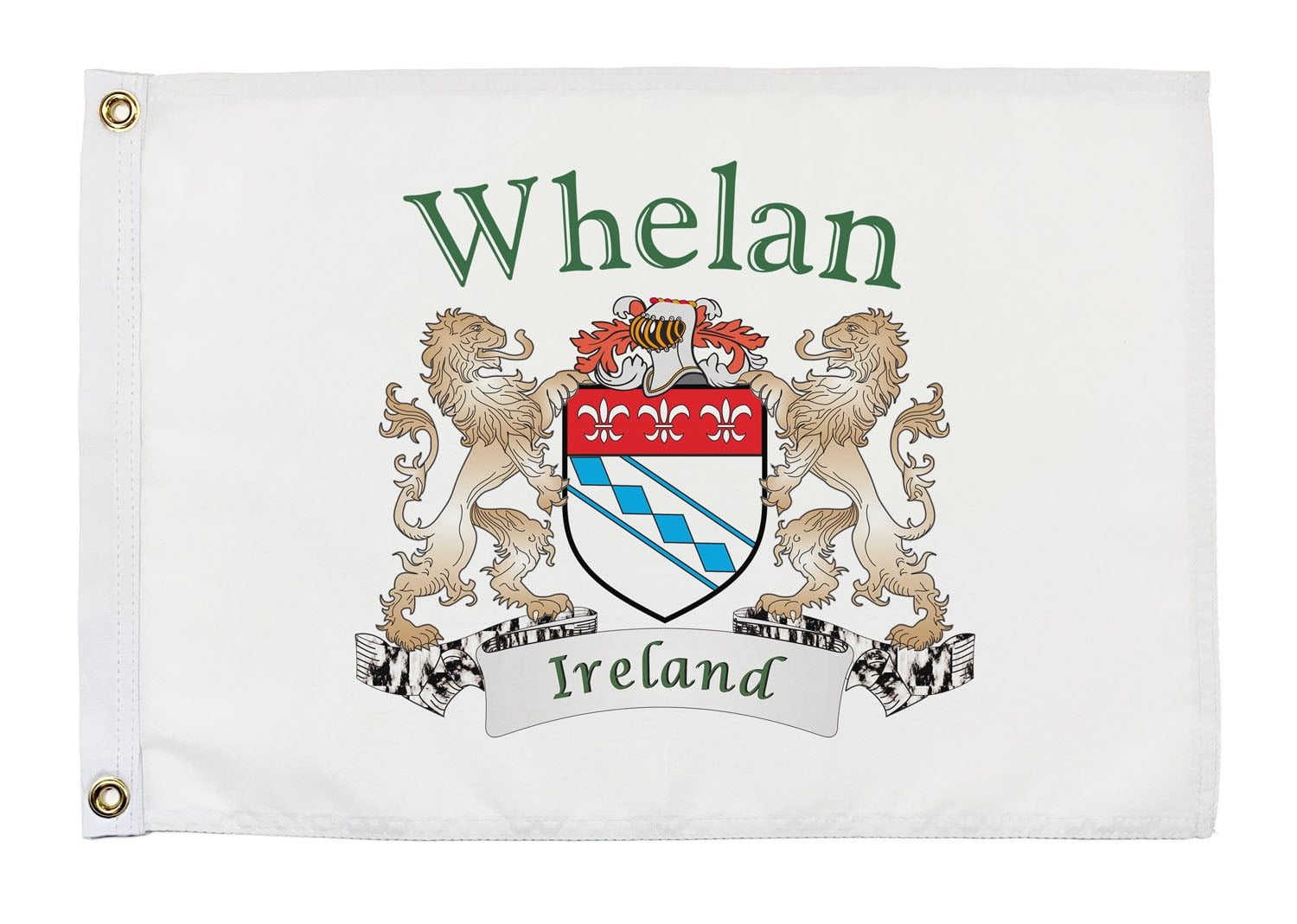 Whelan Irish Coat of Arms Small White Flag - 16"x10.5" inches - Walmart.com