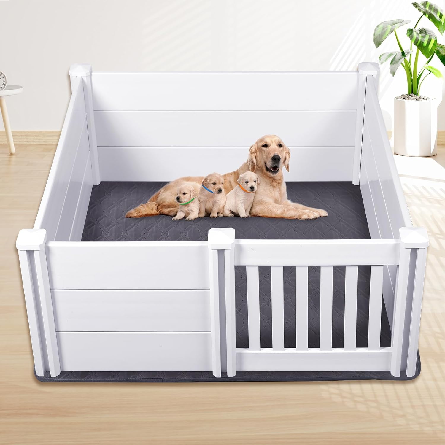 Whelping Box for Dogs,48 * 48 * 19in Whelping Box for Puppies with Adjustable Height Door,PVC ...