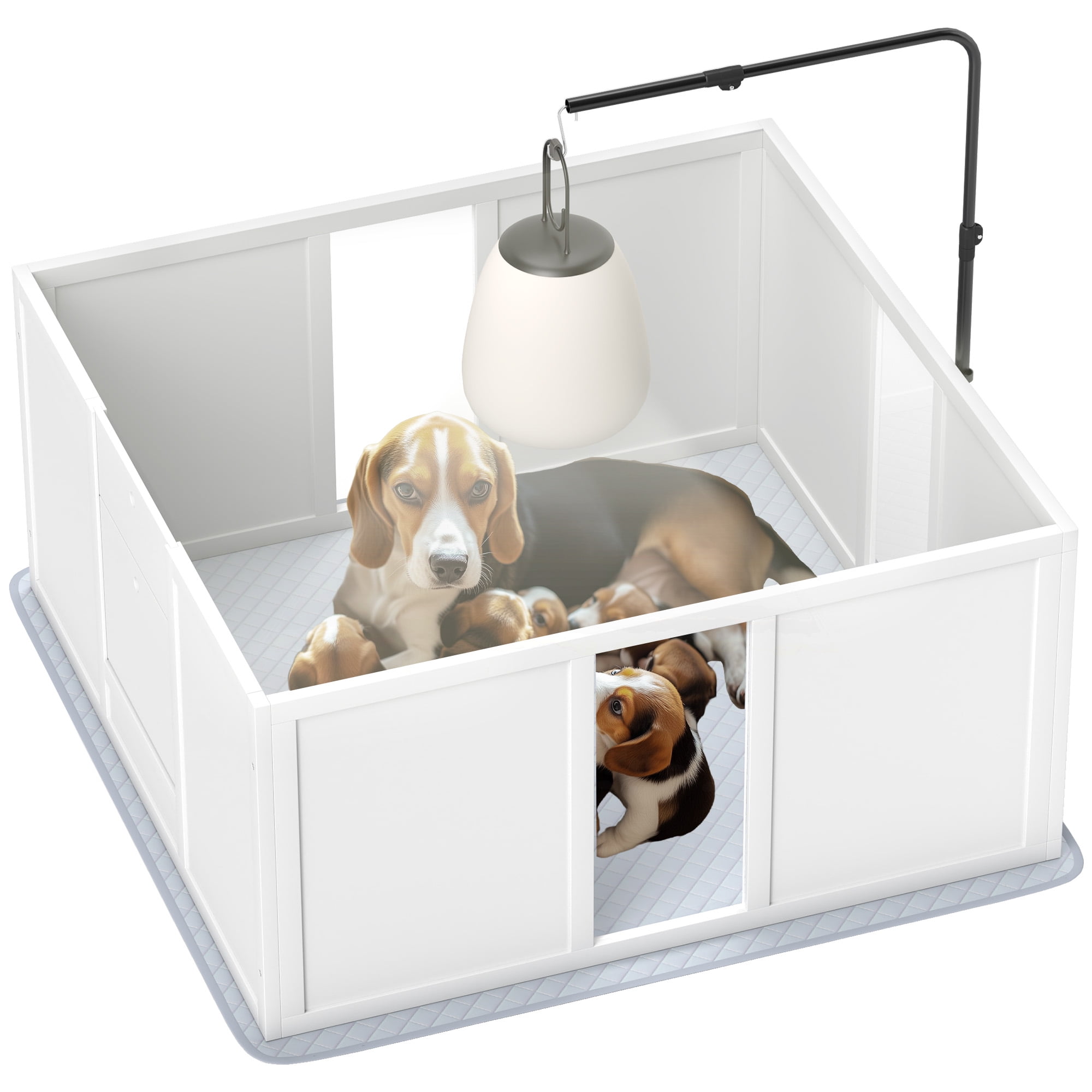 Whelping Box for Dogs, Newborn Puppy Supplies with Retractable Light ...