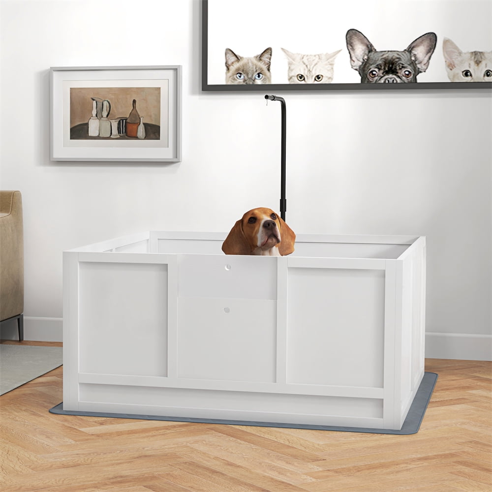 Whelping Box for Dogs with Retractable Light Stand, Dog Whelping Pen ...
