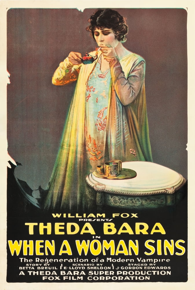 When A Woman Sins Theda Bara On Poster Art 1918 Tm And Copyright 20Th ...