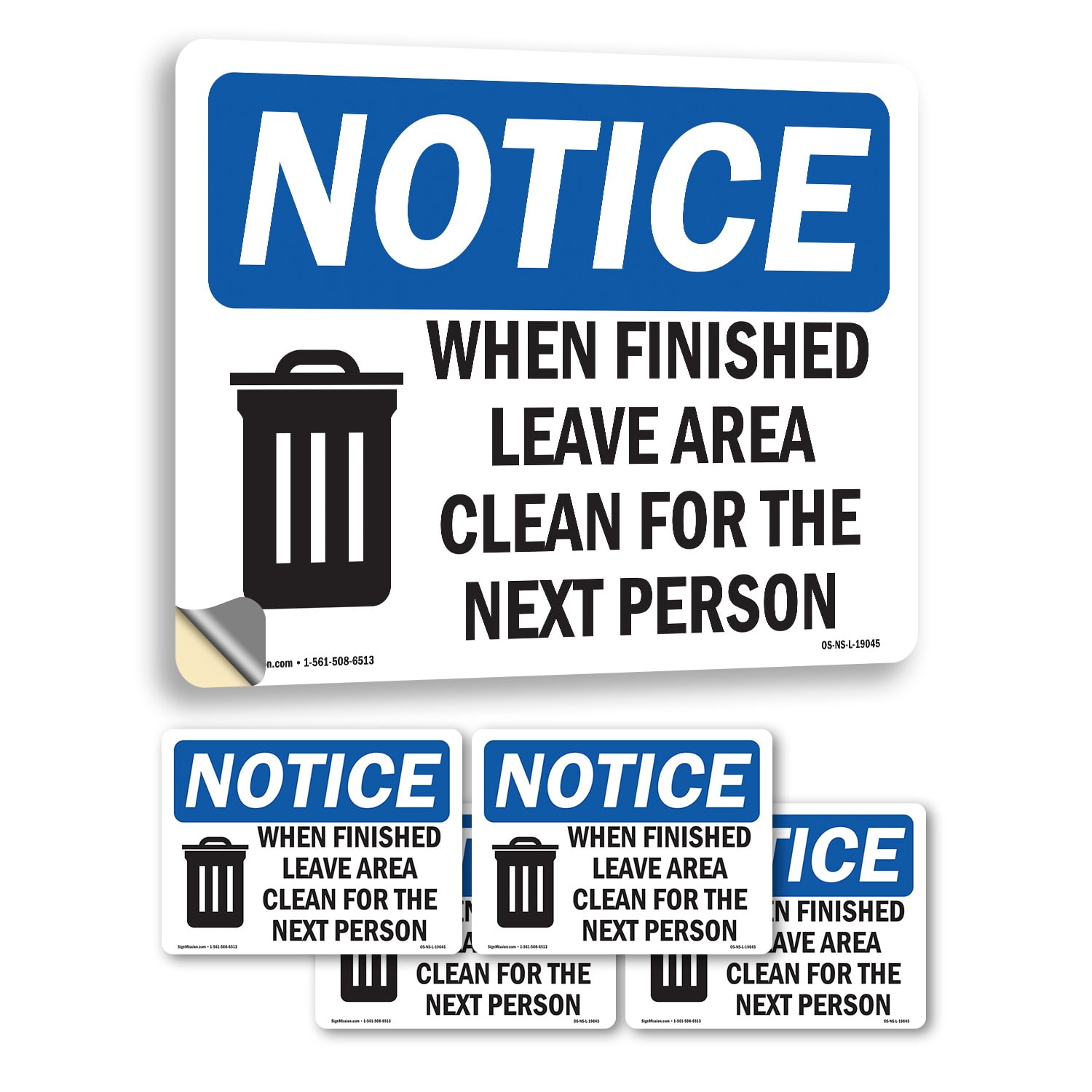 When Finished Leave Area Clean With Symbol OSHA Notice Vinyl Decal ...