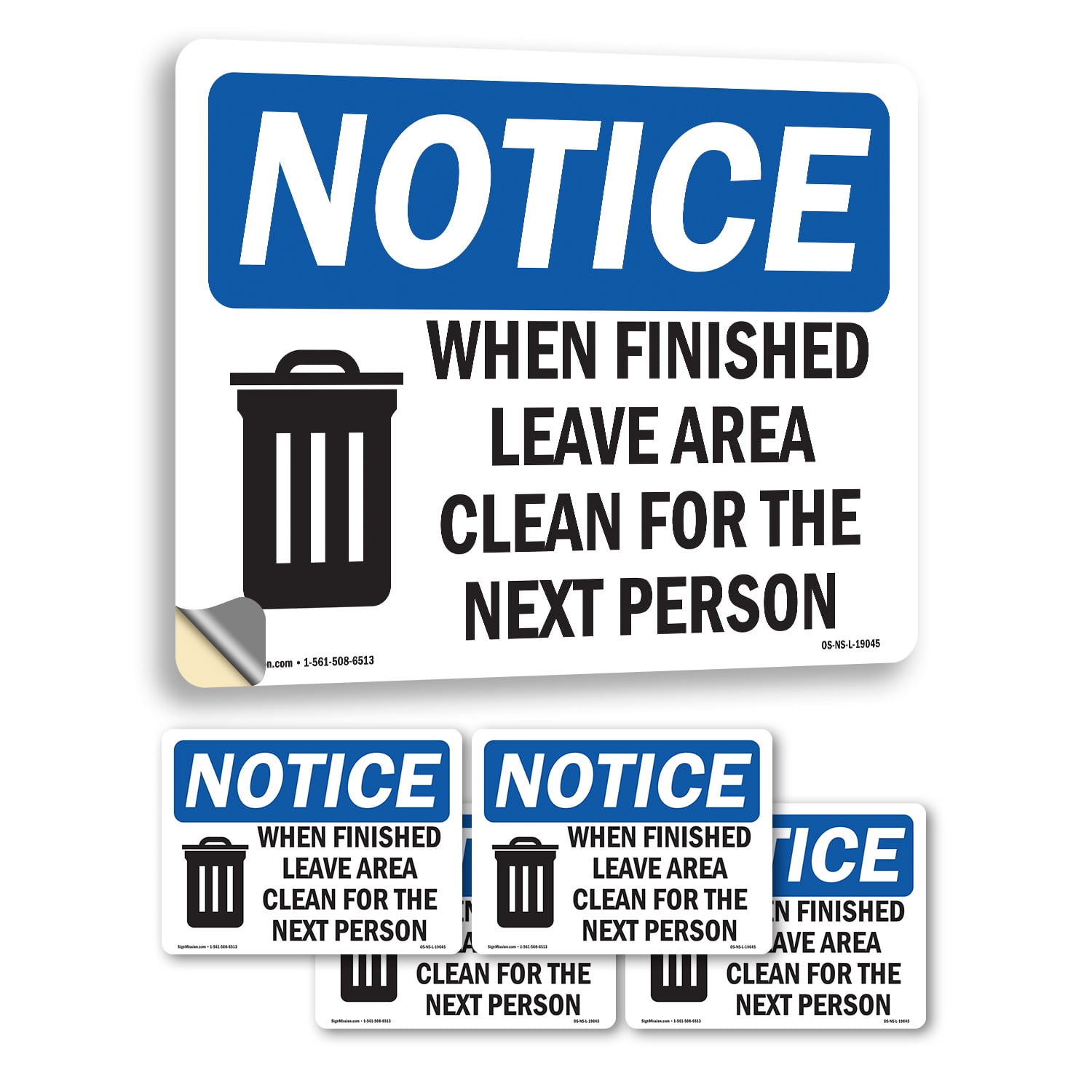 When Finished Leave Area Clean With Symbol OSHA Notice Vinyl Decal ...