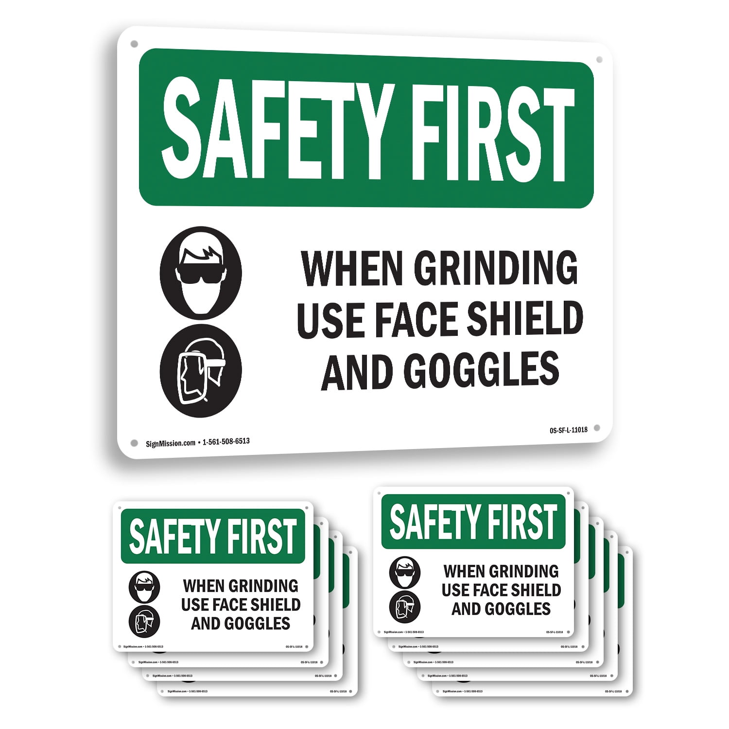 When Grinding Use Face Shield With Symbol OSHA SAFETY FIRST Rigid ...