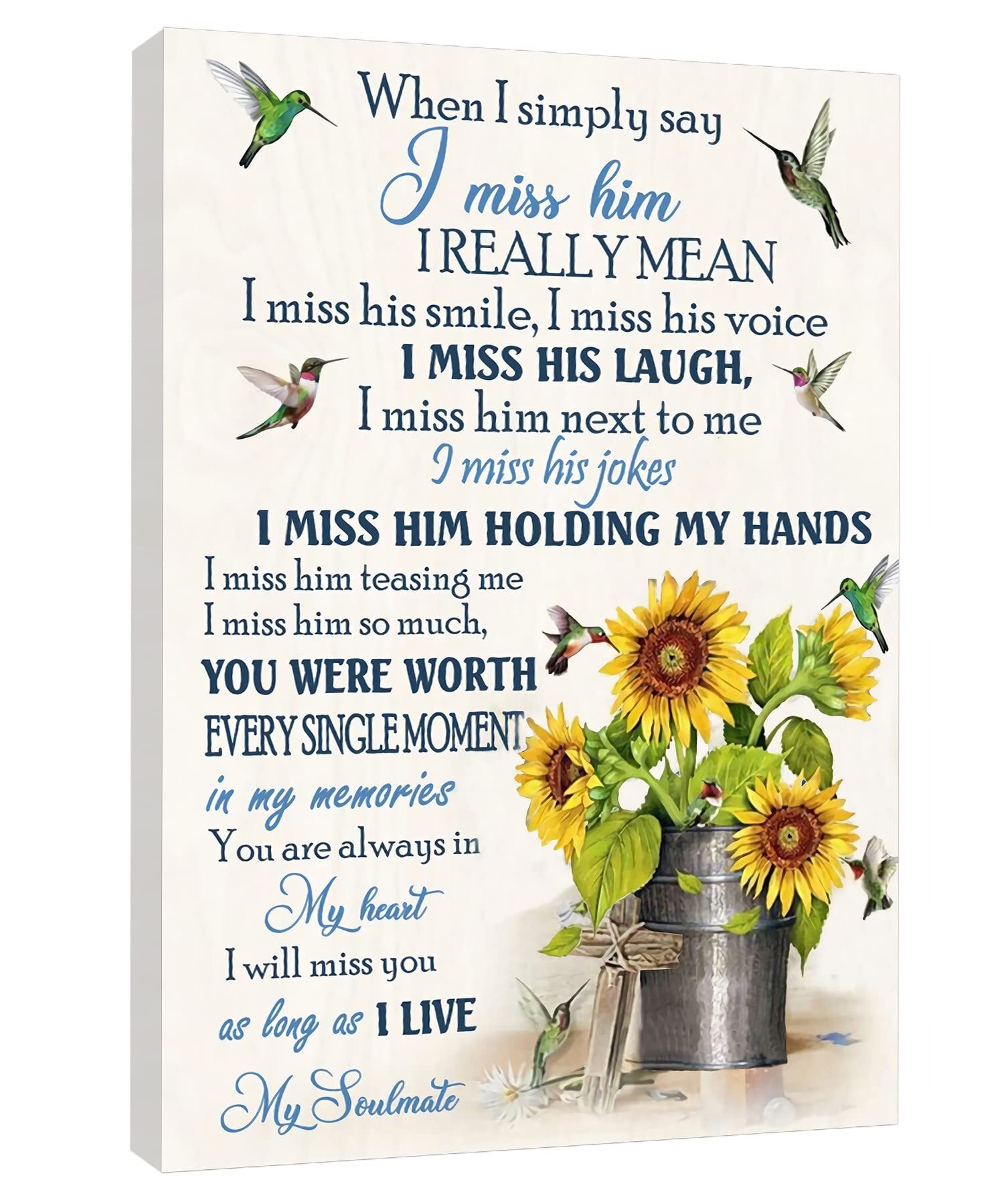 When I Simply Say I Miss Him Wall Art My Soulmate Poster Hummingbird ...