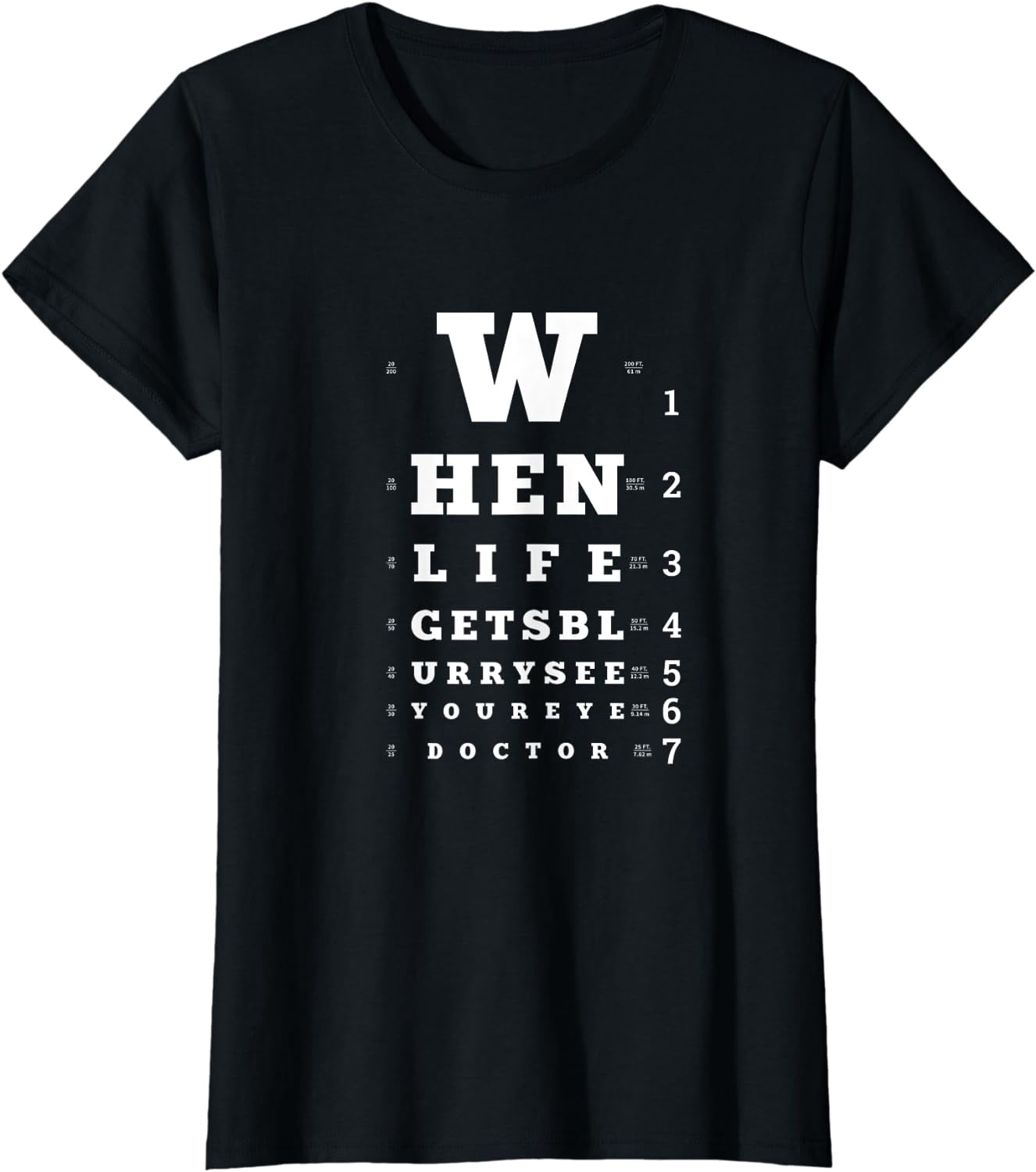 When Life Gets Blurry, Eye Doctor Snellen Chart Optometrist T-Shirt ...