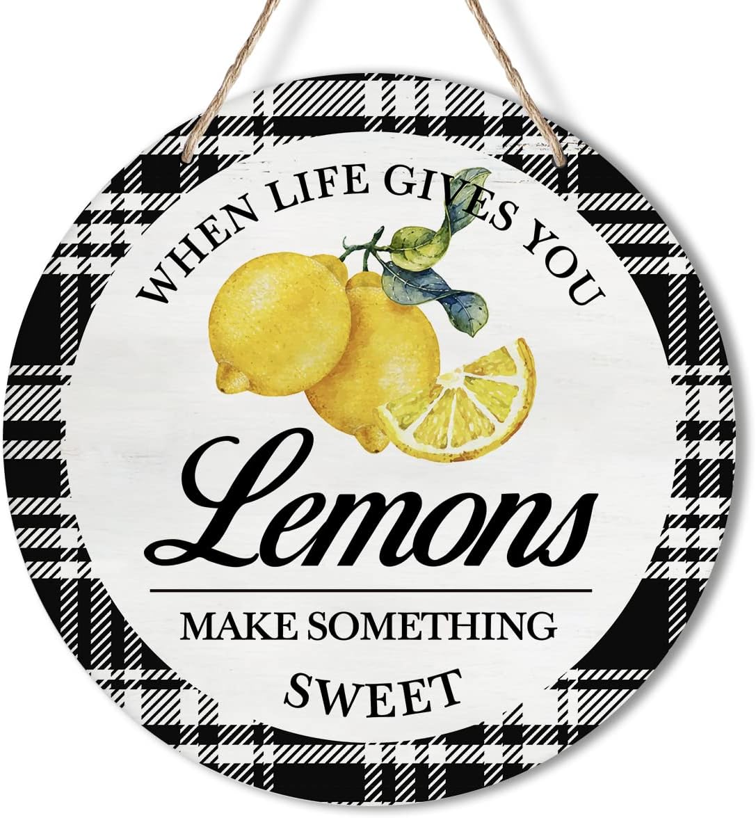When Life Gives You Lemons Wreath Sign For Front Door, 10" Circle Sign ...