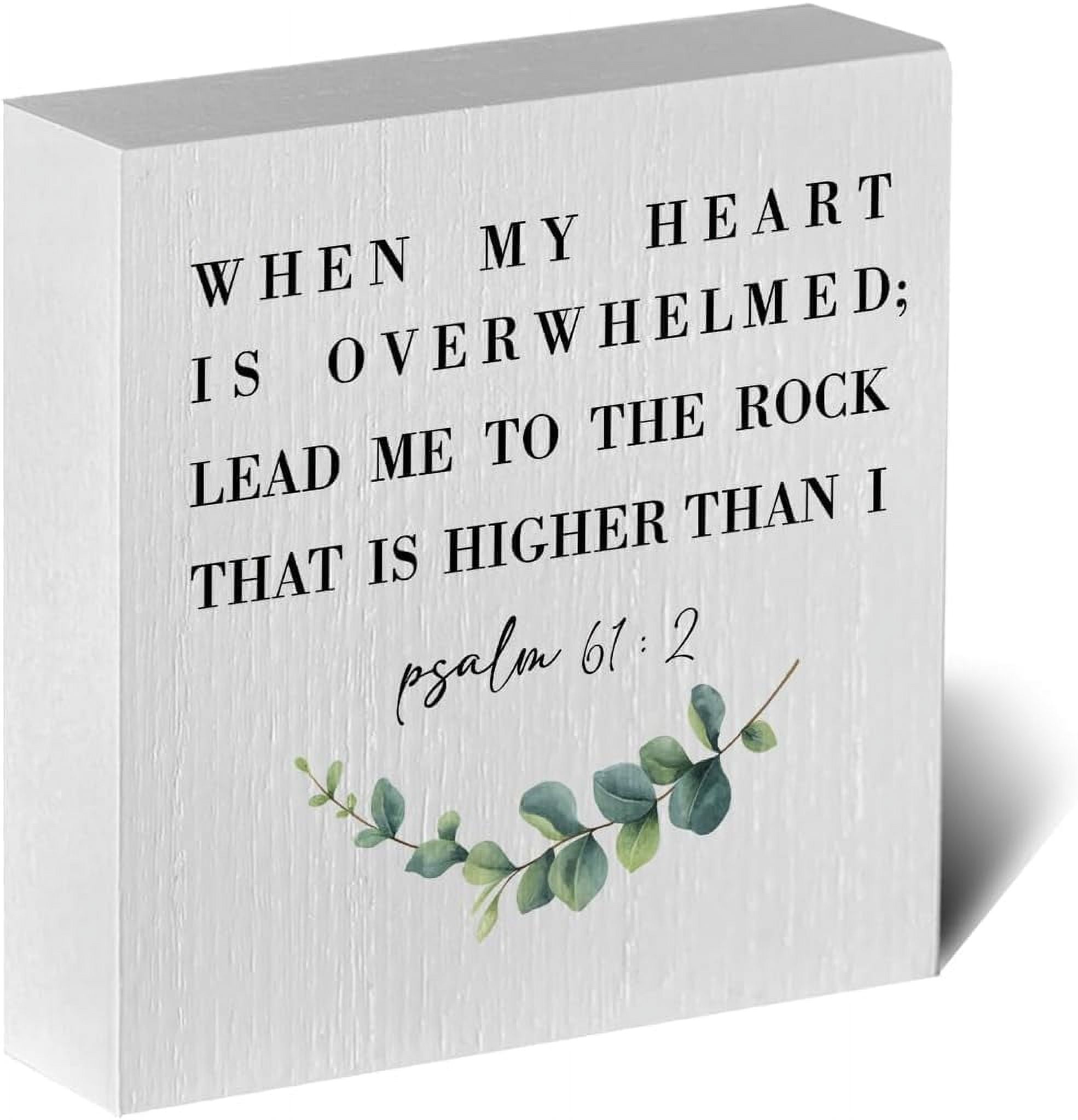 When My Heart Is Overwhelmed Bible Verse Artwork Wood Box Sign Rustic ...