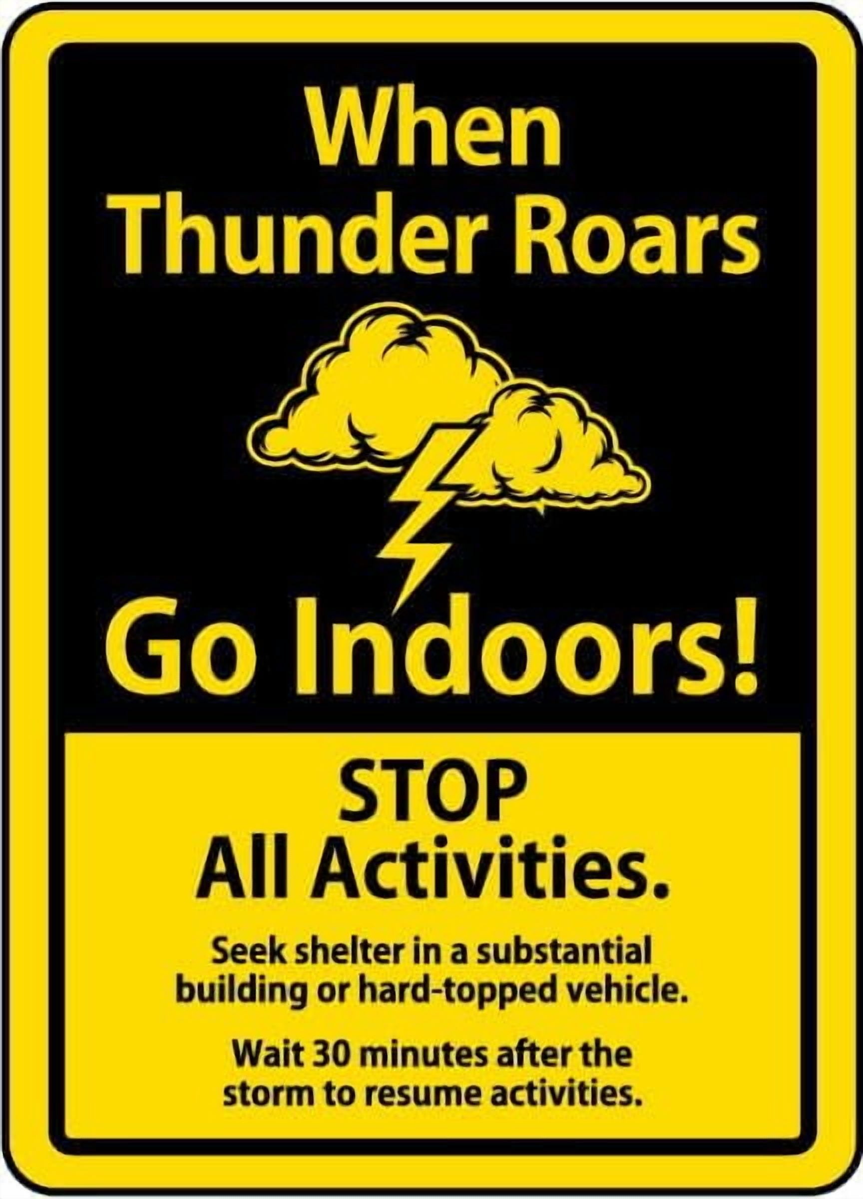 When Thunder Roars Go Indoors! Sign Fire/Exit Emergency Signs Tornado ...
