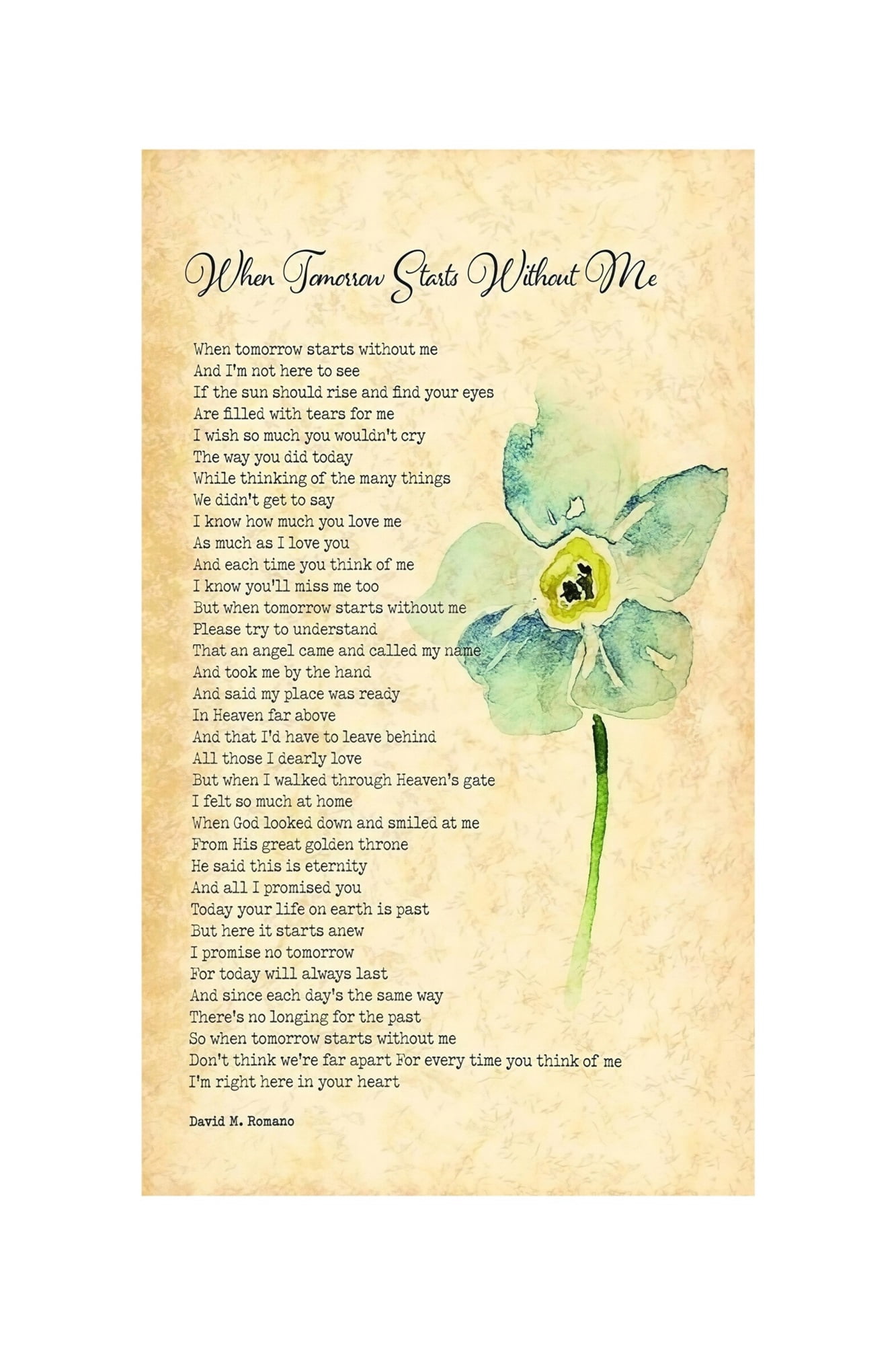 When Tomorrow Starts Without Me Poem Print Comforting Words for Loss ...