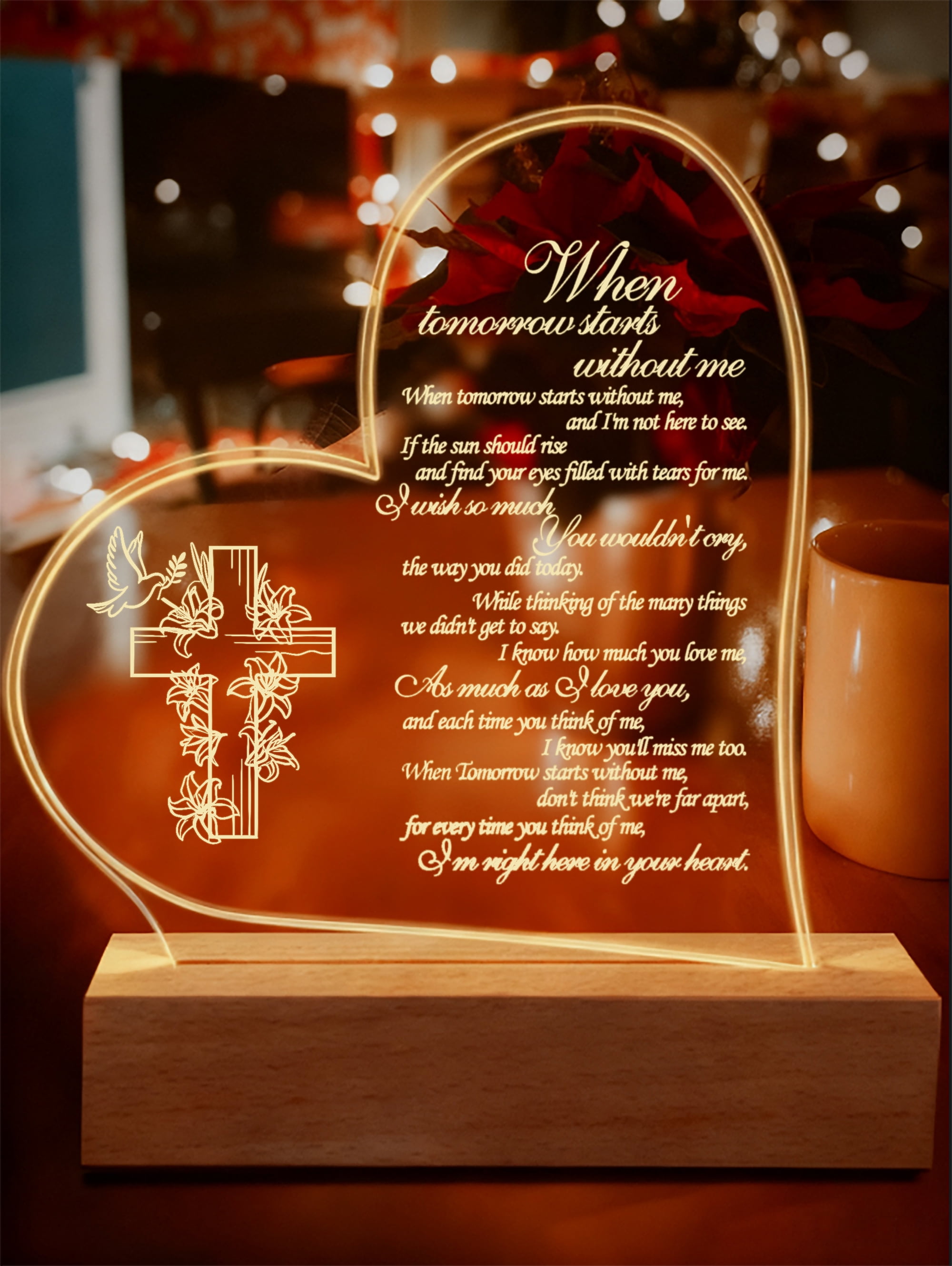 When Tomorrow Starts without Me Acrylic LED Night Light - Sympathy Gift ...