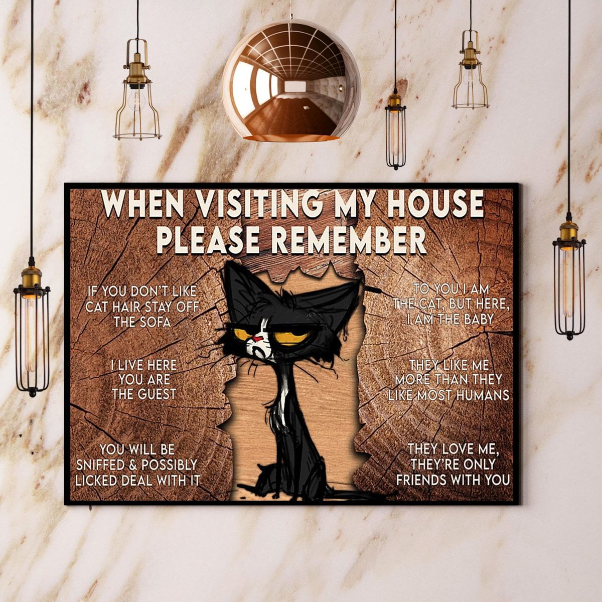 When Visiting My House Please Remember Cute Cat Paper Poster No Frame ...