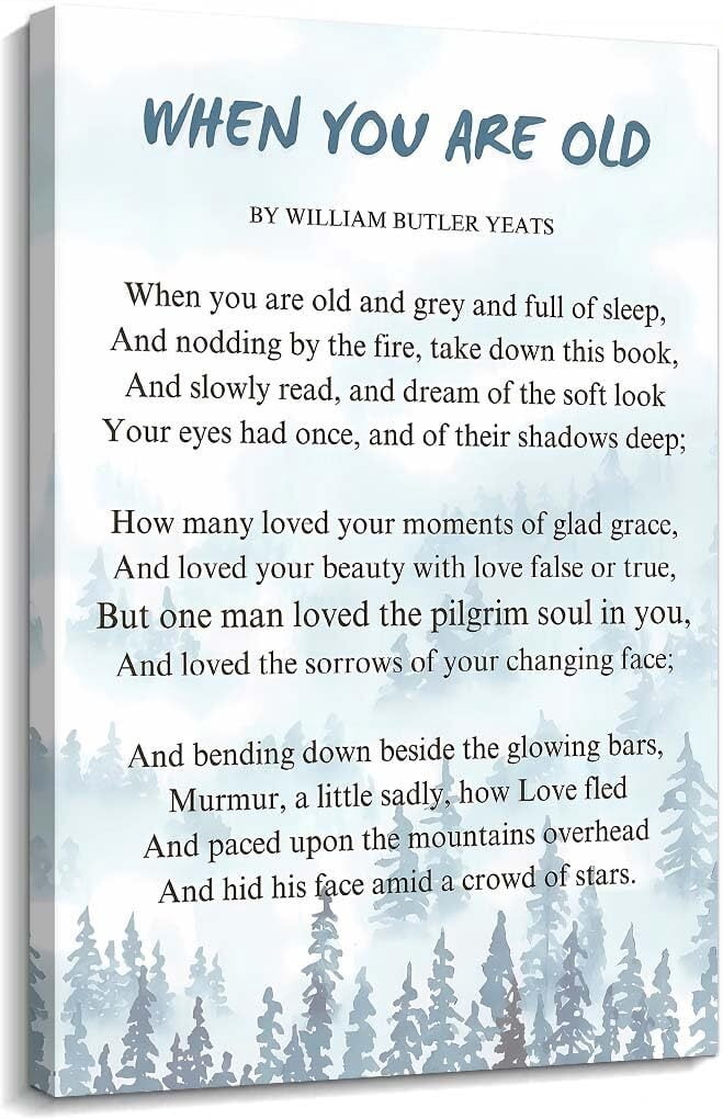When You are Old Poem Wall Art Poetry Poster Deco for Living Room ...
