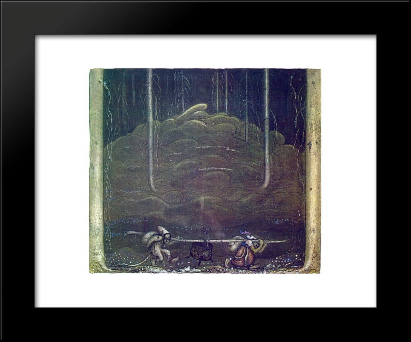 When evening came, troll mother and the boy sneaked out of the mountain ...