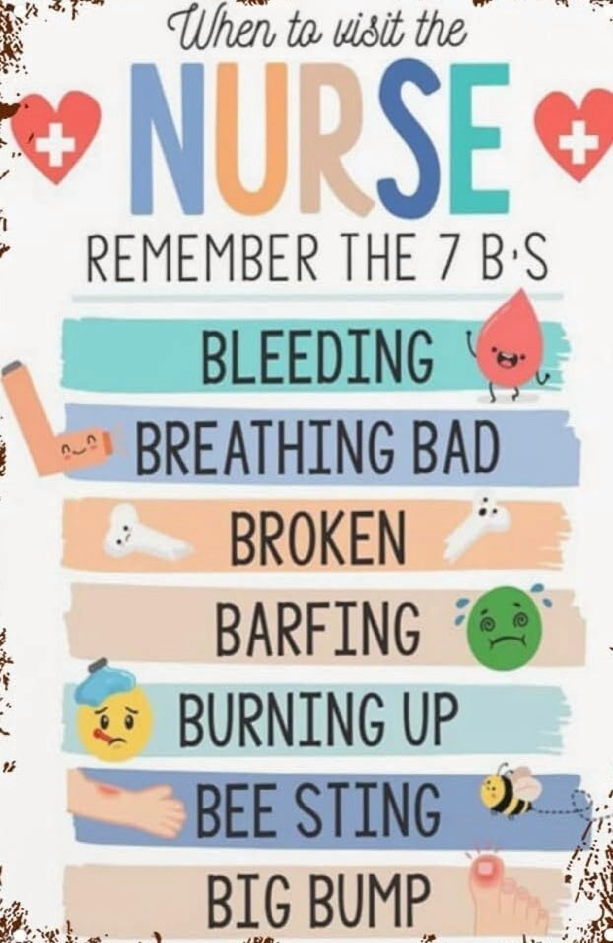 When to Visit the Nurse, B Clinic School Nurse Sign, School Health ...