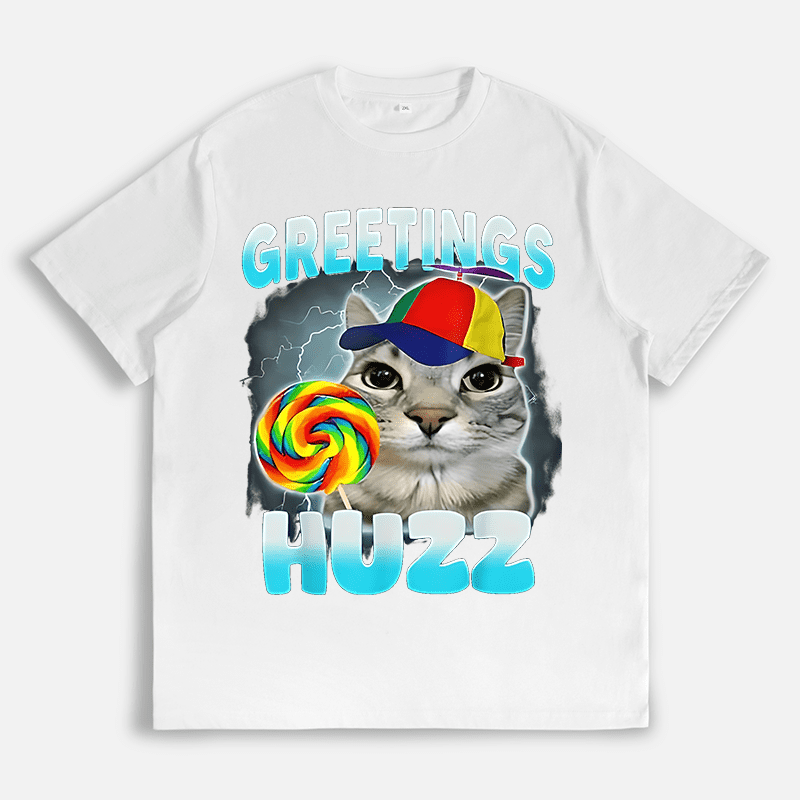Where The Huzz At' Men’s Cat Humor Tee – Playful Graphic Design | Funny ...