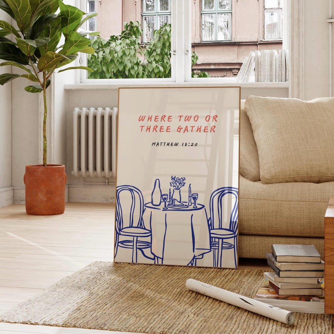 Where Two or Three Gather Poster Minimalist Scripture Wall Art for ...