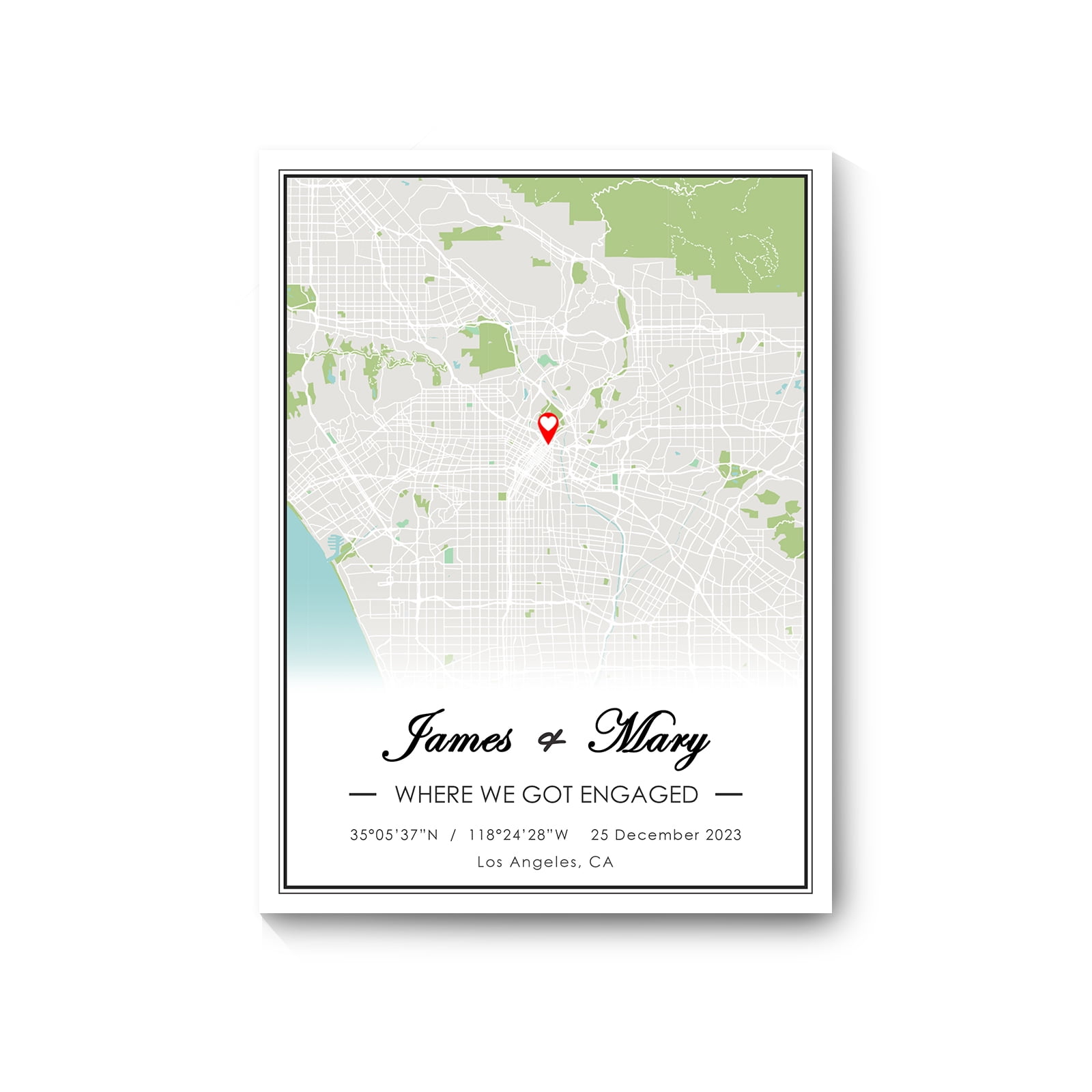 Where We Got Engaged Map, Custom Canvas Print Couple Gift, Personalized ...