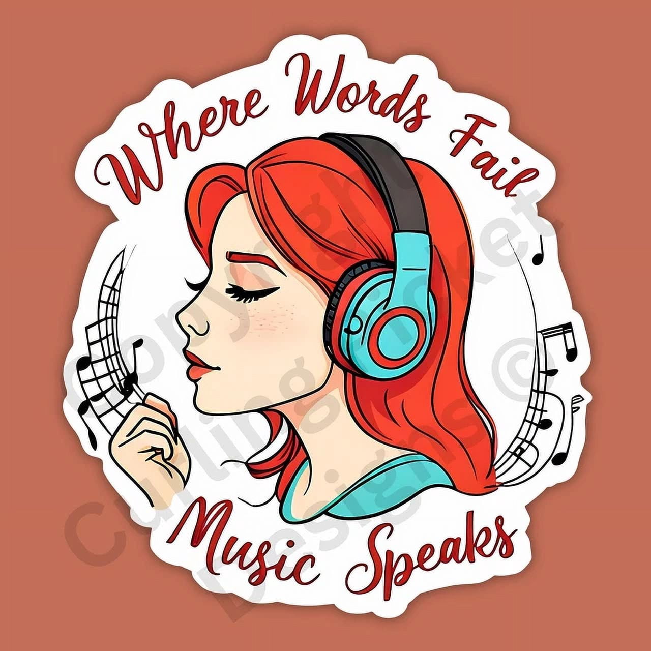 Where Words Fail Music Speaks Cute Sticker Phone Decal Water Bottle ...