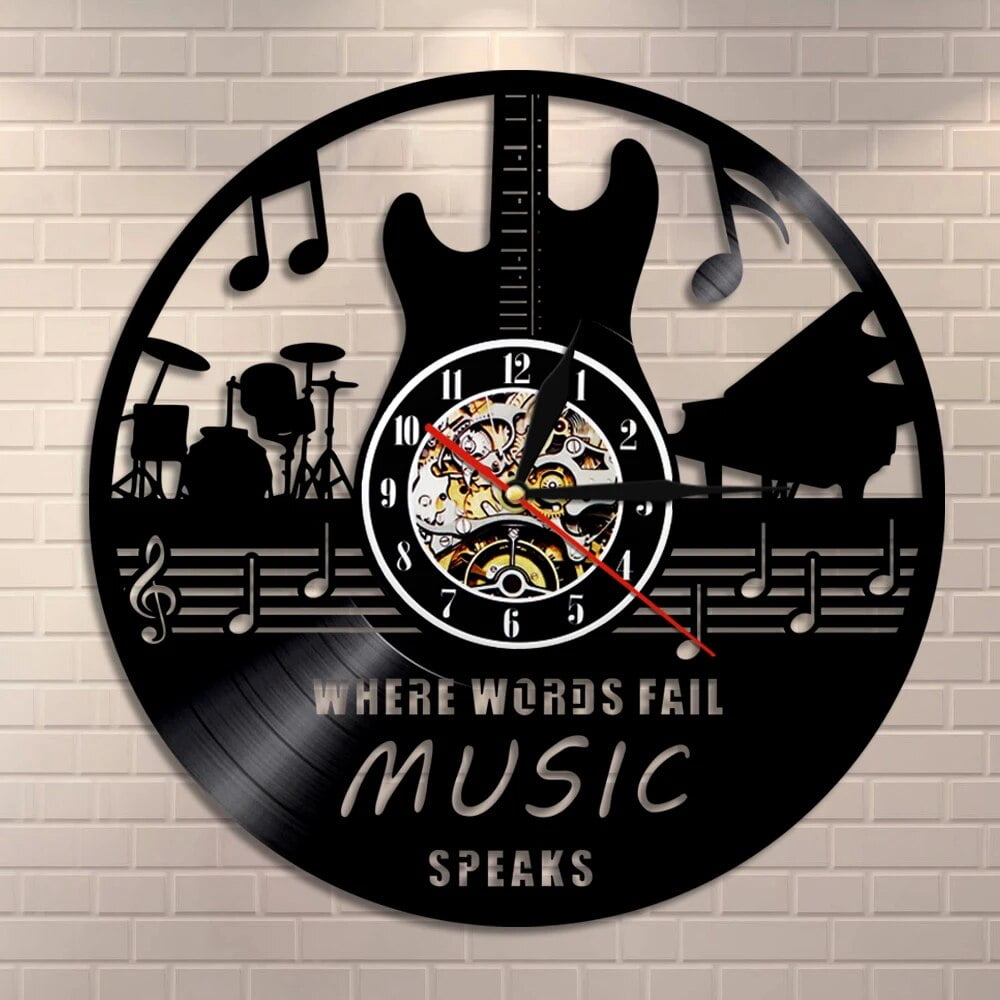 Where Words Fail Music Speaks Musical Vinyl Wall Clock,Vinyl Record ...