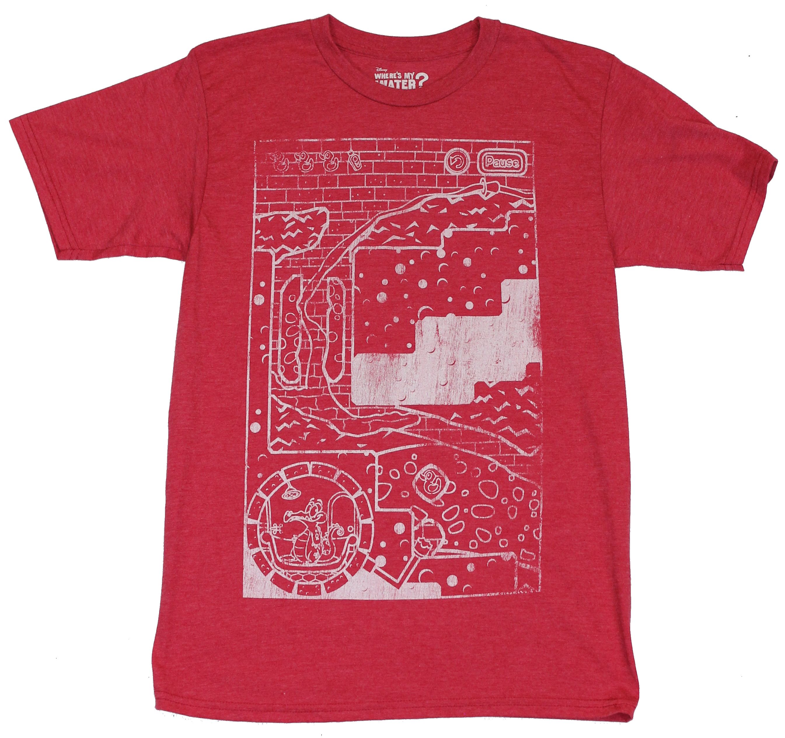 Where's My Water? Mens T-Shirt- Brick Lined Game Screen Outlined Image ...