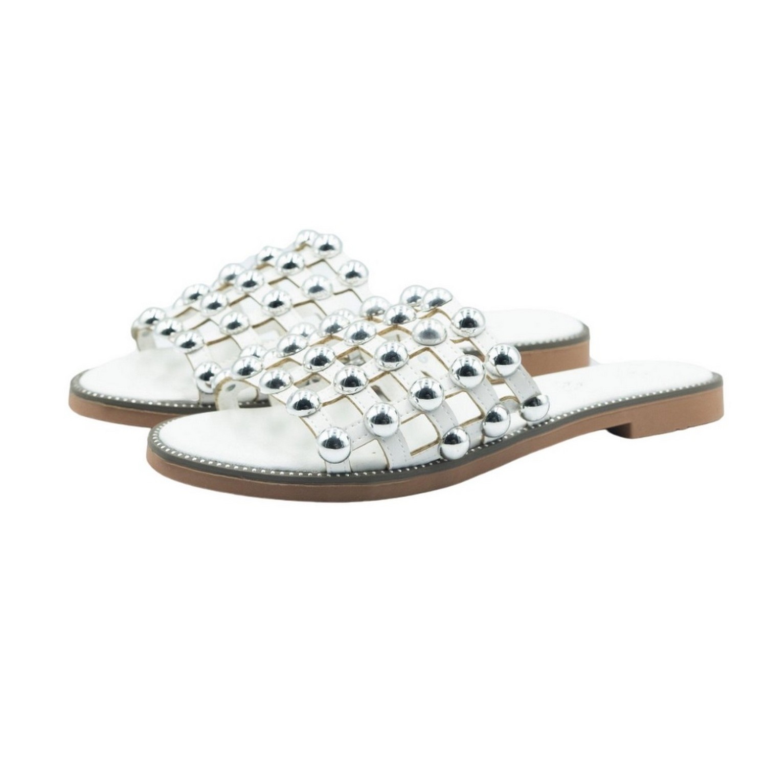 Where 's That From Womens Kellie Caged PU Wide Sliders - Walmart.com