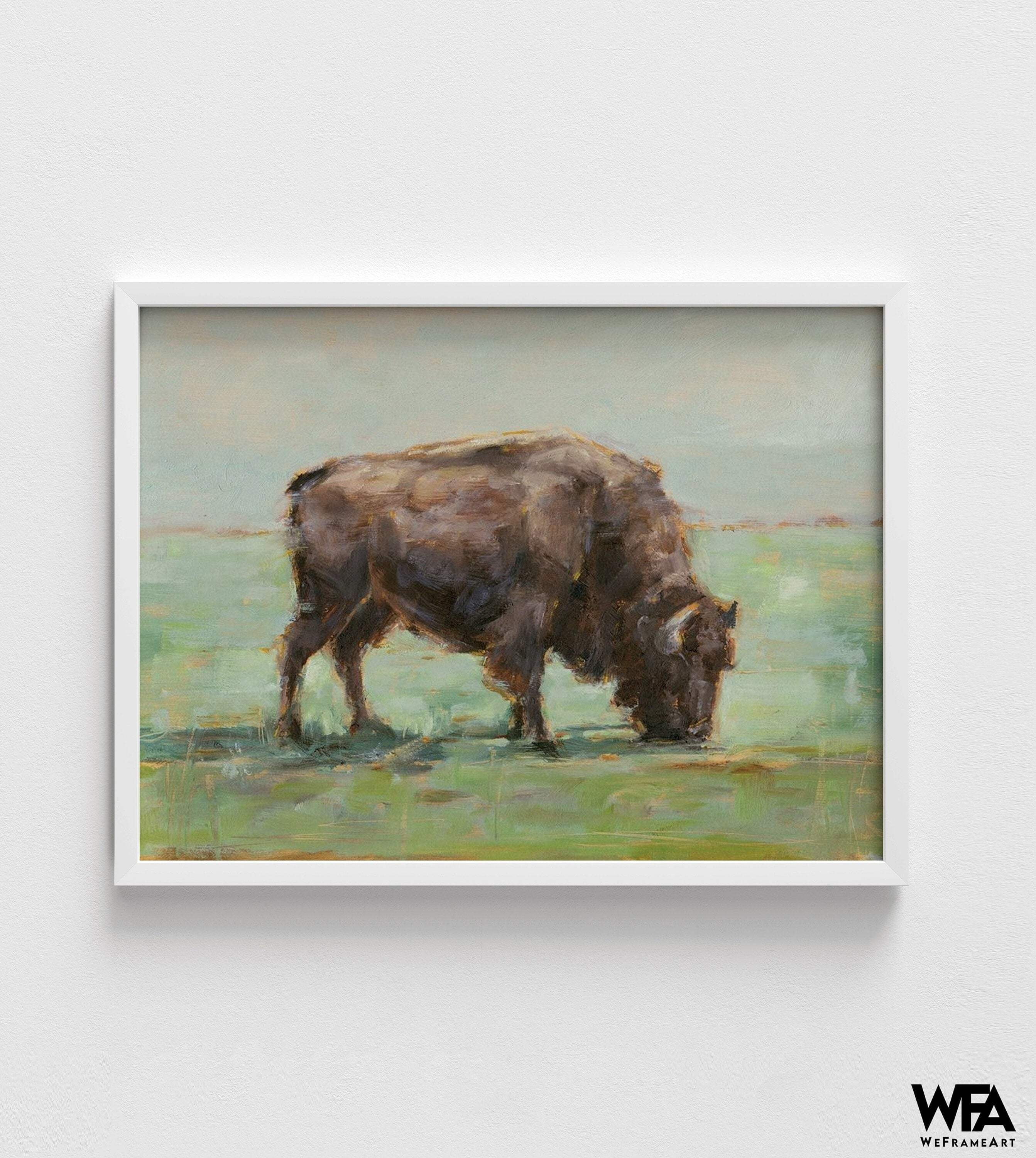 Where the Buffalo Roam I by Ethan Harper, Watercolor Buffalo Painting ...