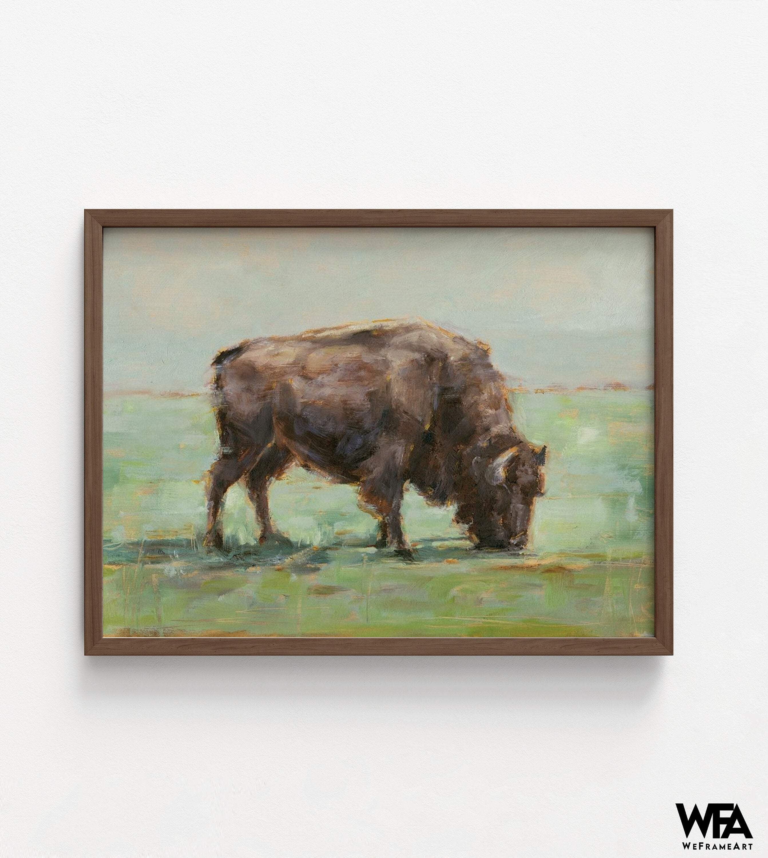 Where the Buffalo Roam I by Ethan Harper, Watercolor Buffalo Painting ...