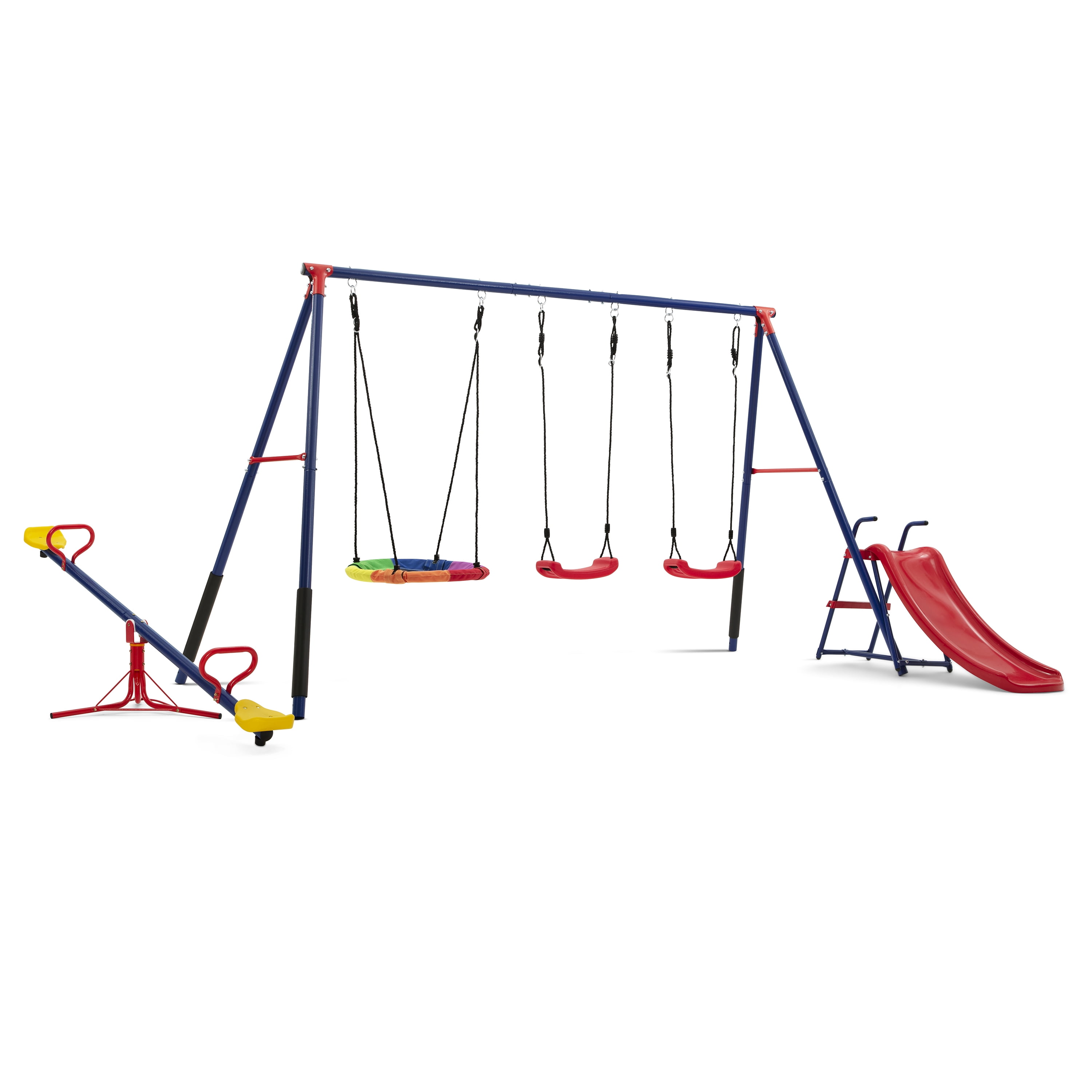 Delta Children FunZone Outdoor Metal 6-Piece Swing Set - Includes 2 ...
