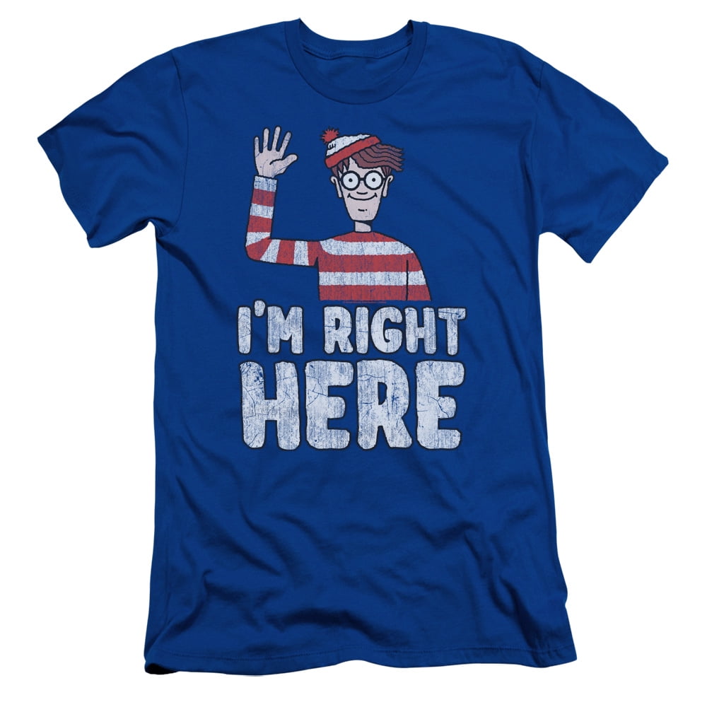 Wheres Waldo/Im Right Here S/S Adult 30/1 T-Shirt Royal Blue - Walmart.com Wheres Waldo/Im Right Here S/S Adult 30/1 T-Shirt Royal Blue - Walmart.com