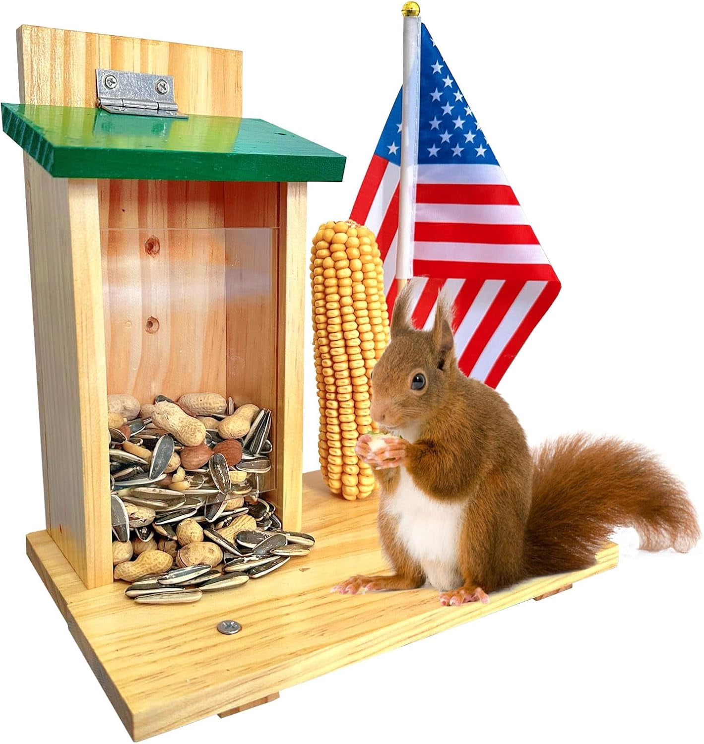 Whesamy Wood Squirrel Feeders for Outside, Squirrel Feeder Picnic Table ...