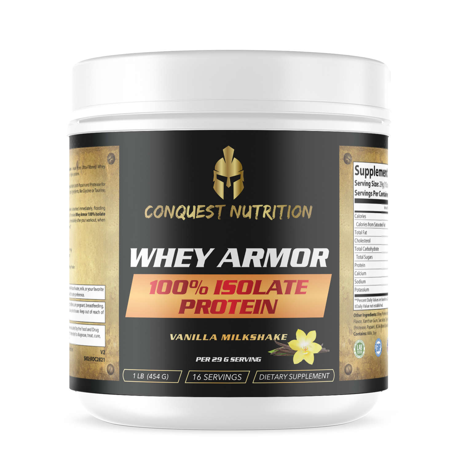 Whey Armor 100% Isolate Protein - Vanilla Milkshake Flavor 1lb ...