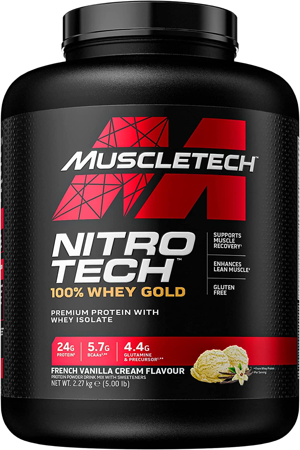 Nitro-Tech Gold Whey Protein Smoothie Mix, 5 lbs, Vanilla, Energy Clean ...