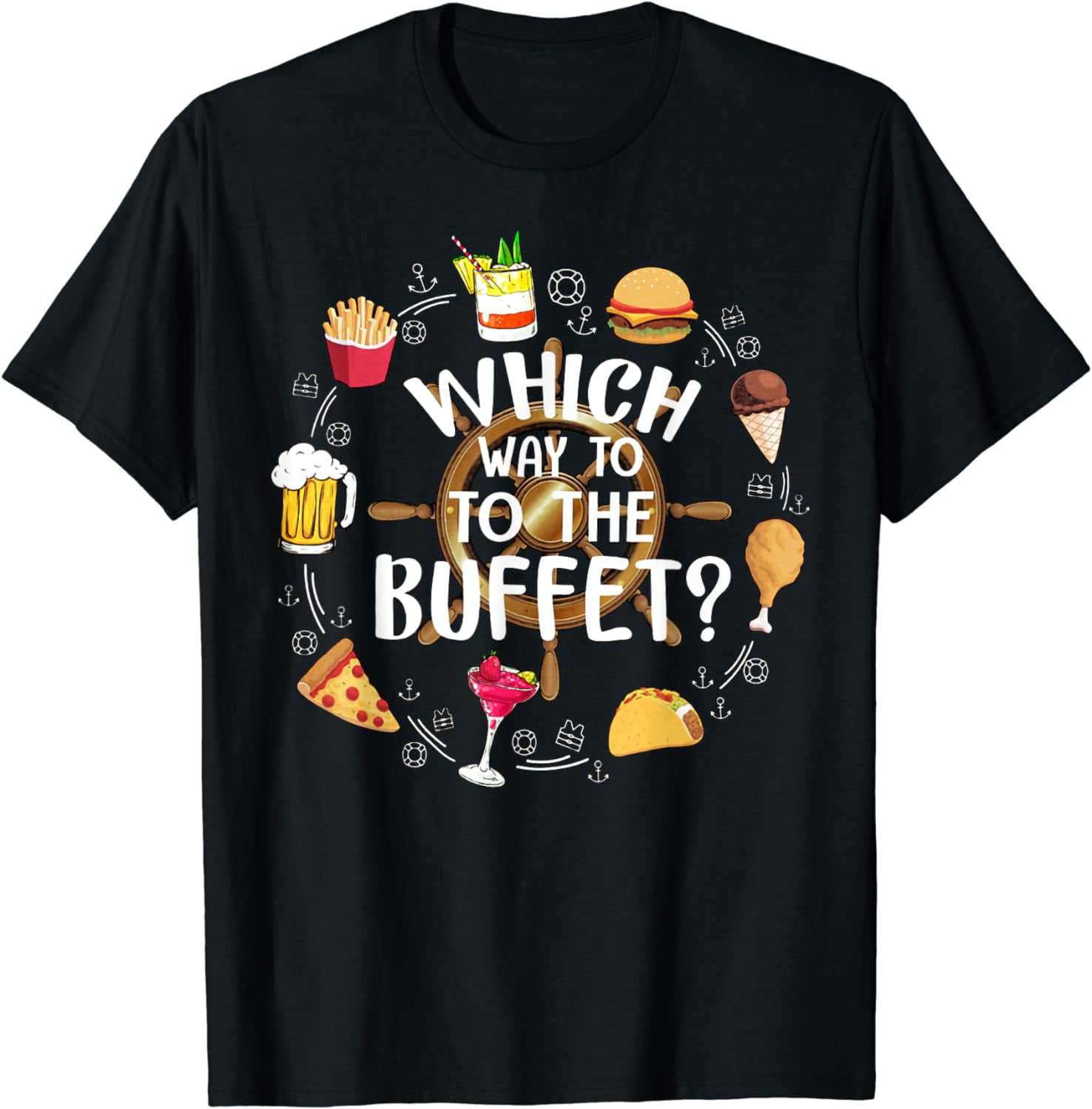 Which Way To The Buffet Funny Tourist Tacky Vacation T-Shirt - Walmart.com