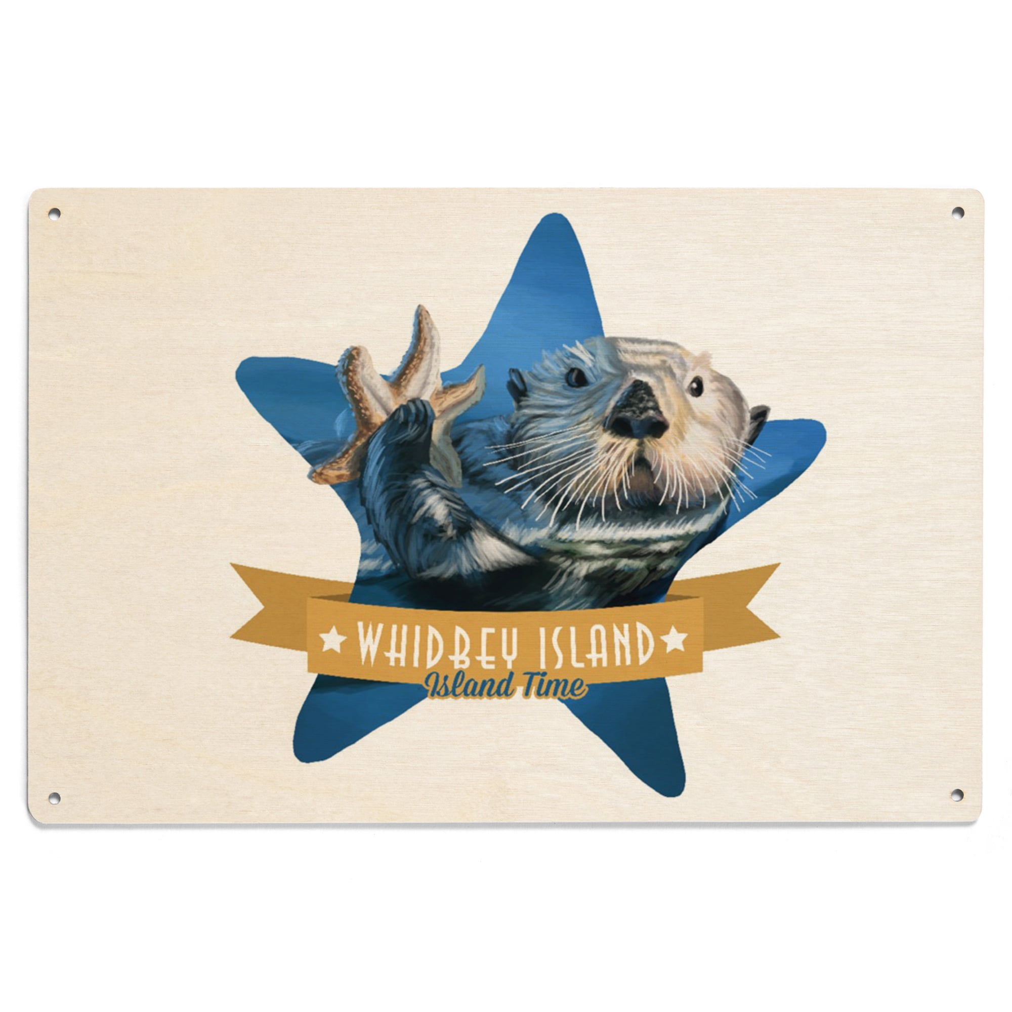 Whidbey Island, Washington, Otter, Contour Birch Wood Wall Sign (6x9 ...