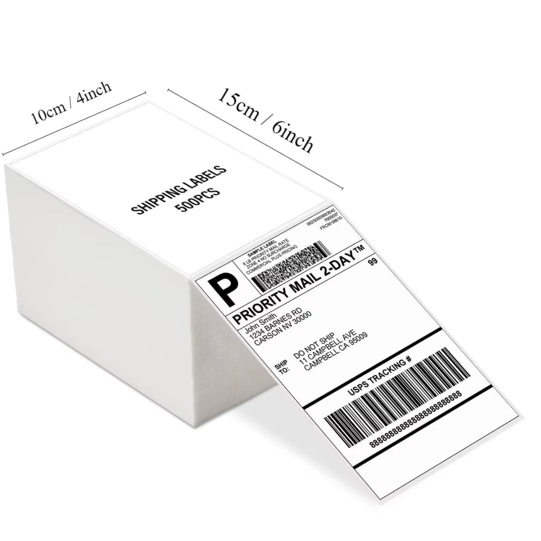 Whiet 4x6 Inch Direct Thermal Labels, 500 Labels/Stacks, Fanfold Shipping Label Paper for ...